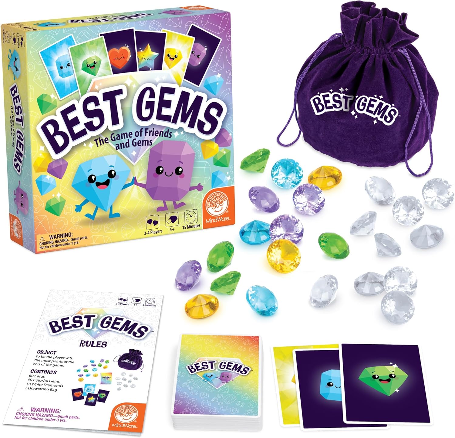 Amazon.com: MindWare Best Gems Family Game for 5 Year Olds and up - Match Giant Gems to Earn ...