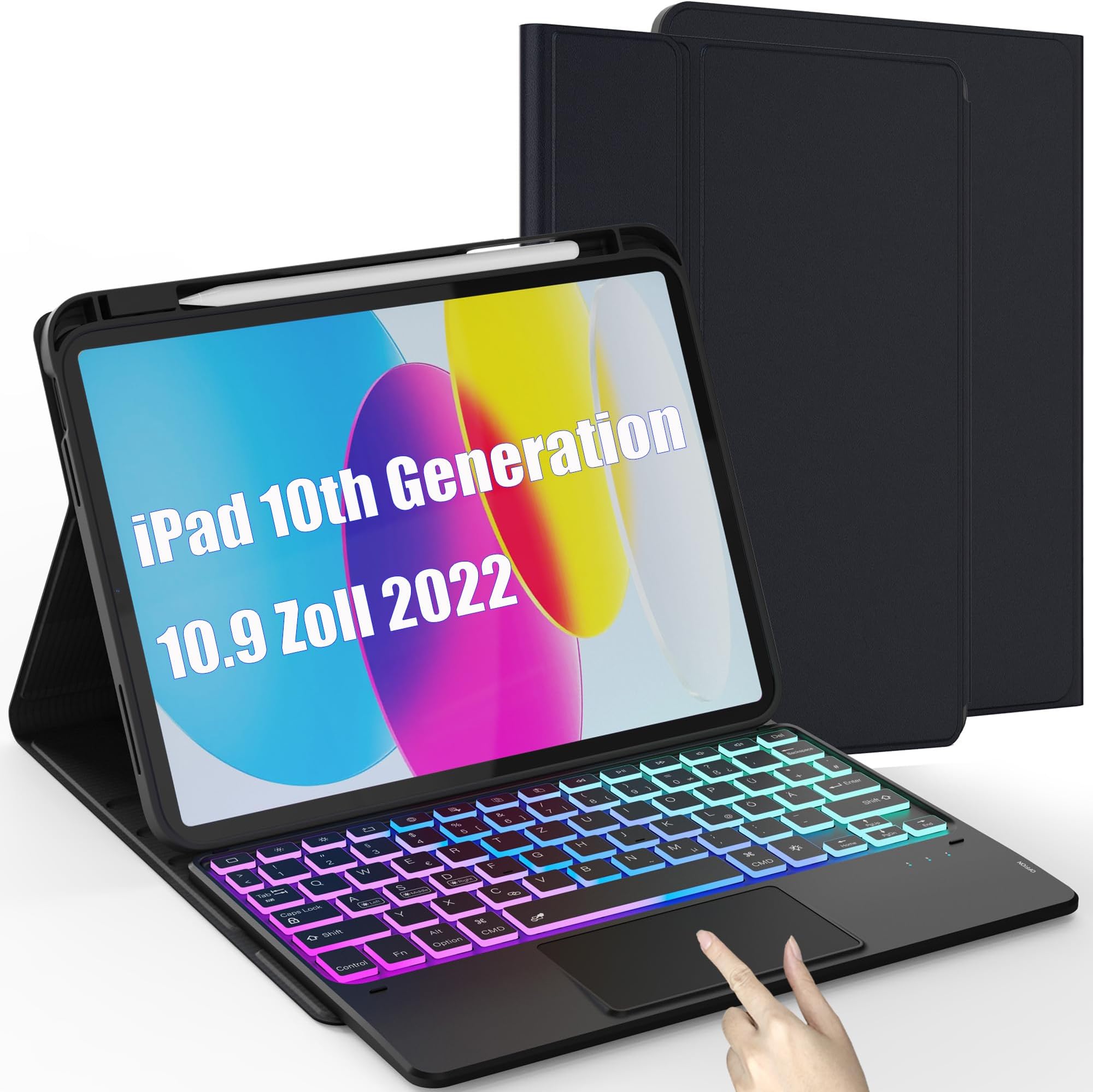Hülle mit Tastatur für iPad A16 11 Generation 2025/10. Generation 2022 ...