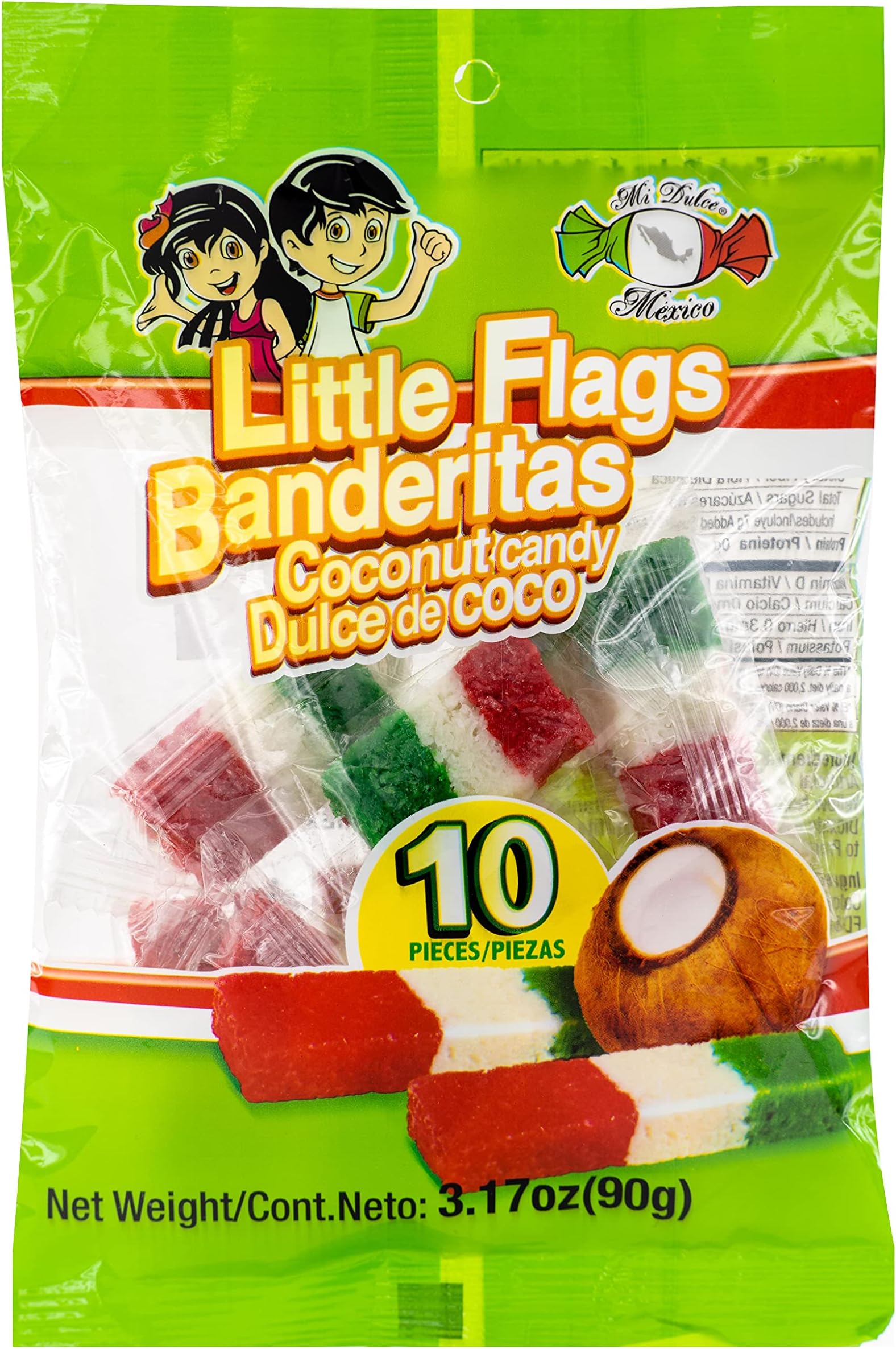 Amazon.com : MDM LITTLE FLAGS BANDERITAS COCONUT CANDY 10PC PEG BAG 3 ...