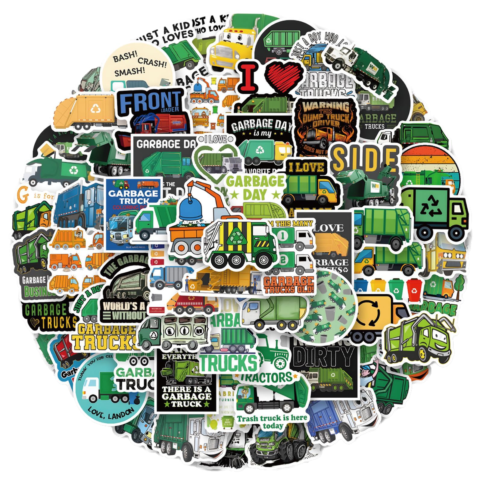 Amazon.com: 100Pcs Garbage Truck Stickers for Kids, Garbage Truck Vinyl ...