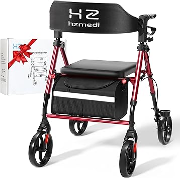 Amazon.com: Walkers for Seniors with Seat, Foldable Rollator Walker ...