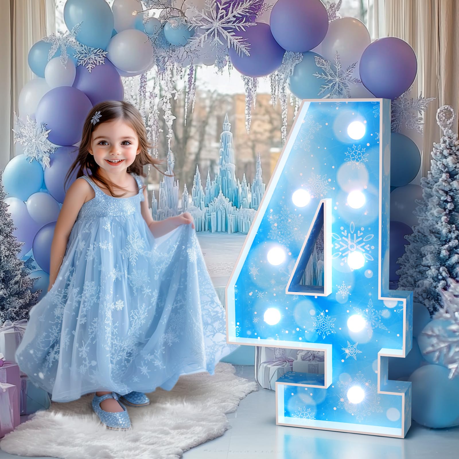 Amazon.com: Winter Onederland 4th Birthday Decorations: Girl Marquee ...