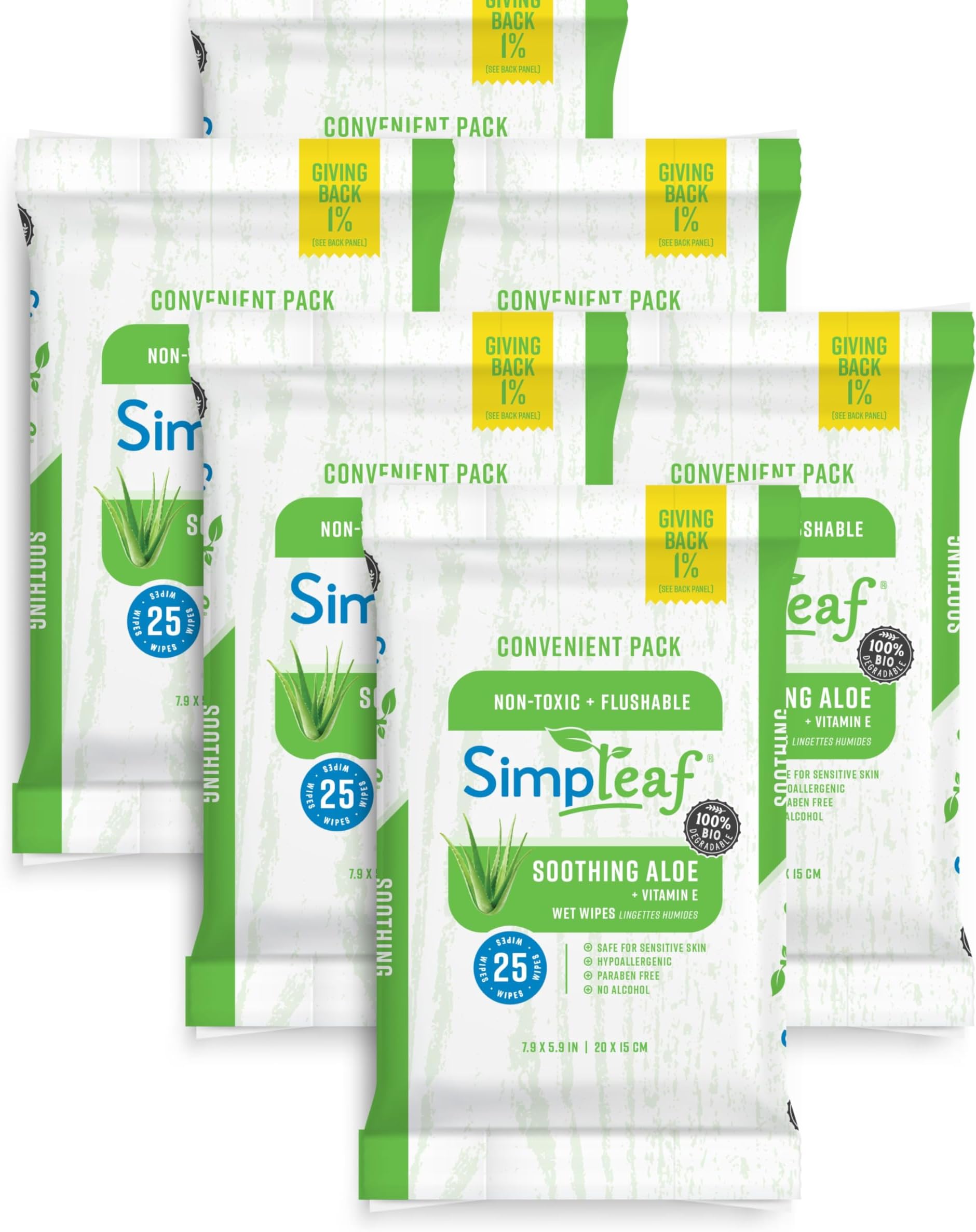 Amazon.com : Simpleaf Flushable Wet Wipes Unscented | Eco-Friendly, Paraben & Alcohol Free ...