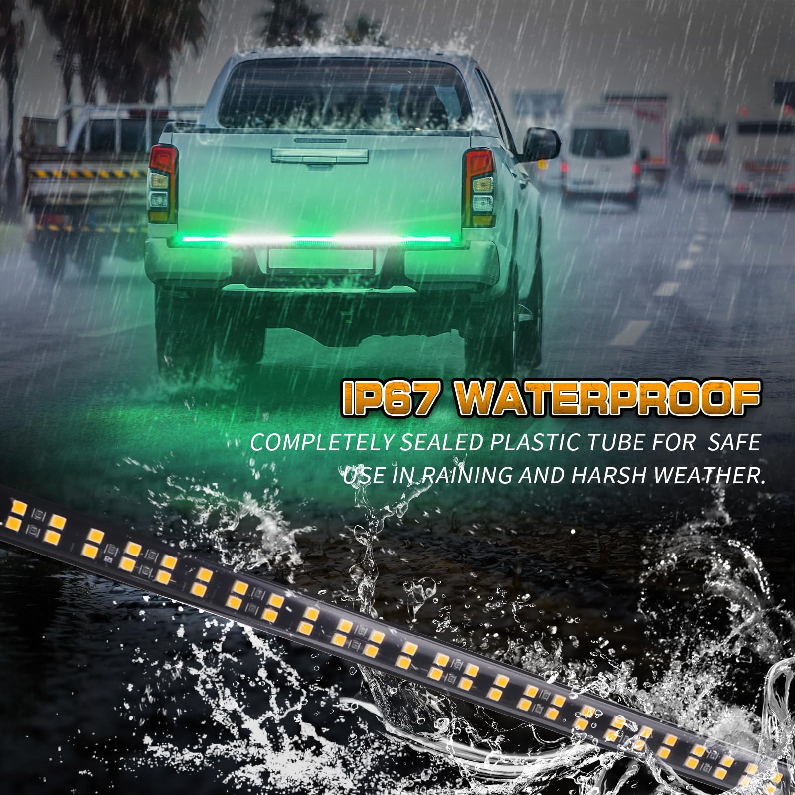 Snapklik.com : 60 Inch Truck Tailgate Green White Emergency Lights ...