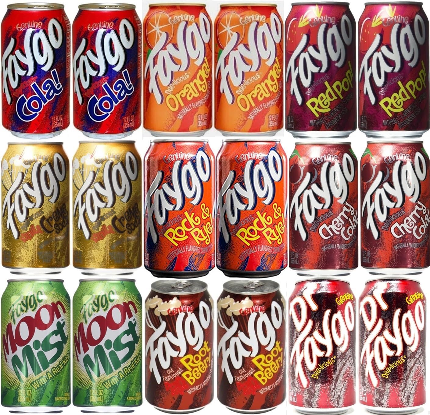 Amazon.com : Faygo Soda Pop Soft Drink Variety 18 pack of 12oz Cans - 2 ...