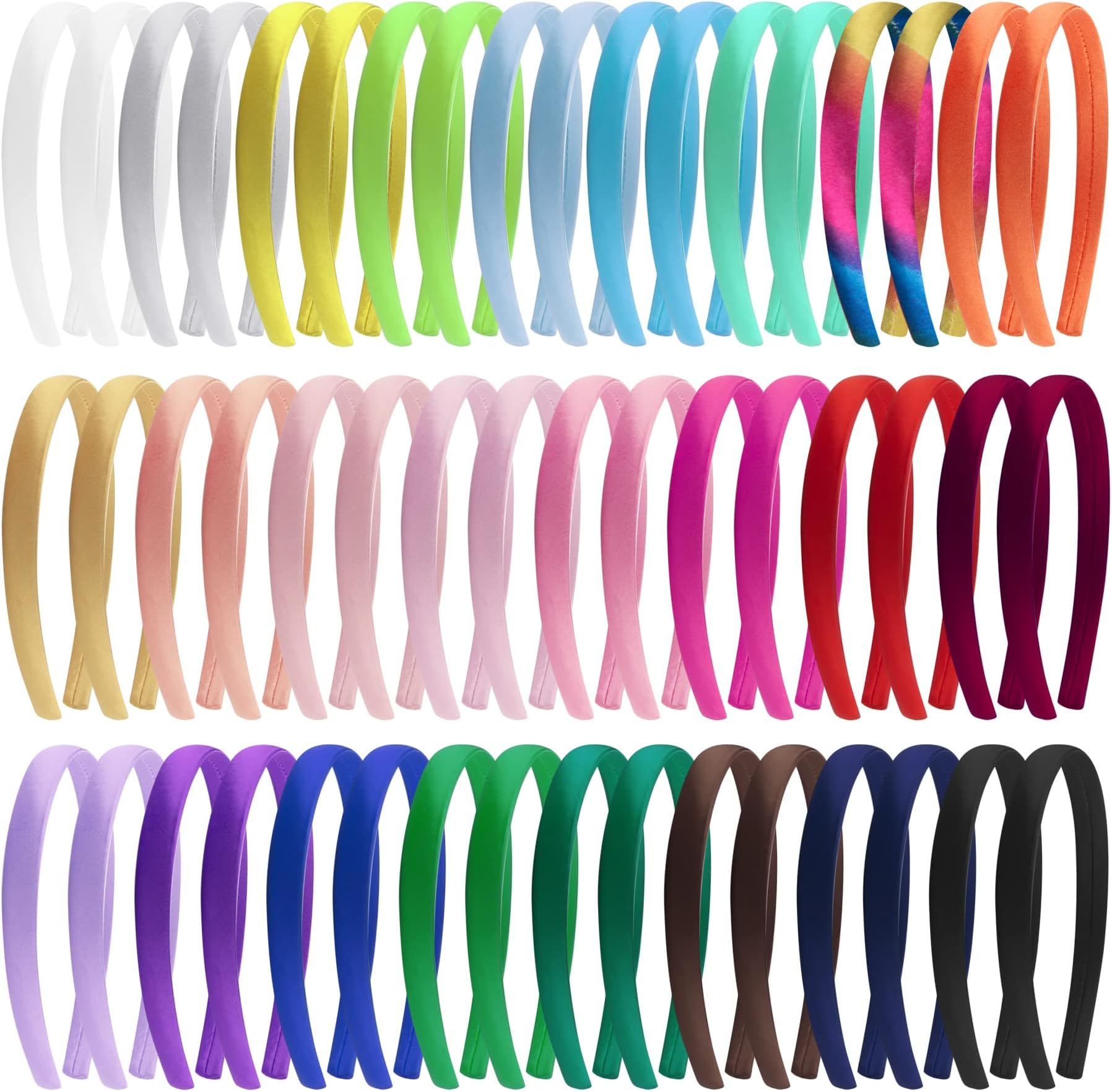 Amazon.com : Duufin 50 Pieces Satin Headbands 1.5 Centimeter DIY ...