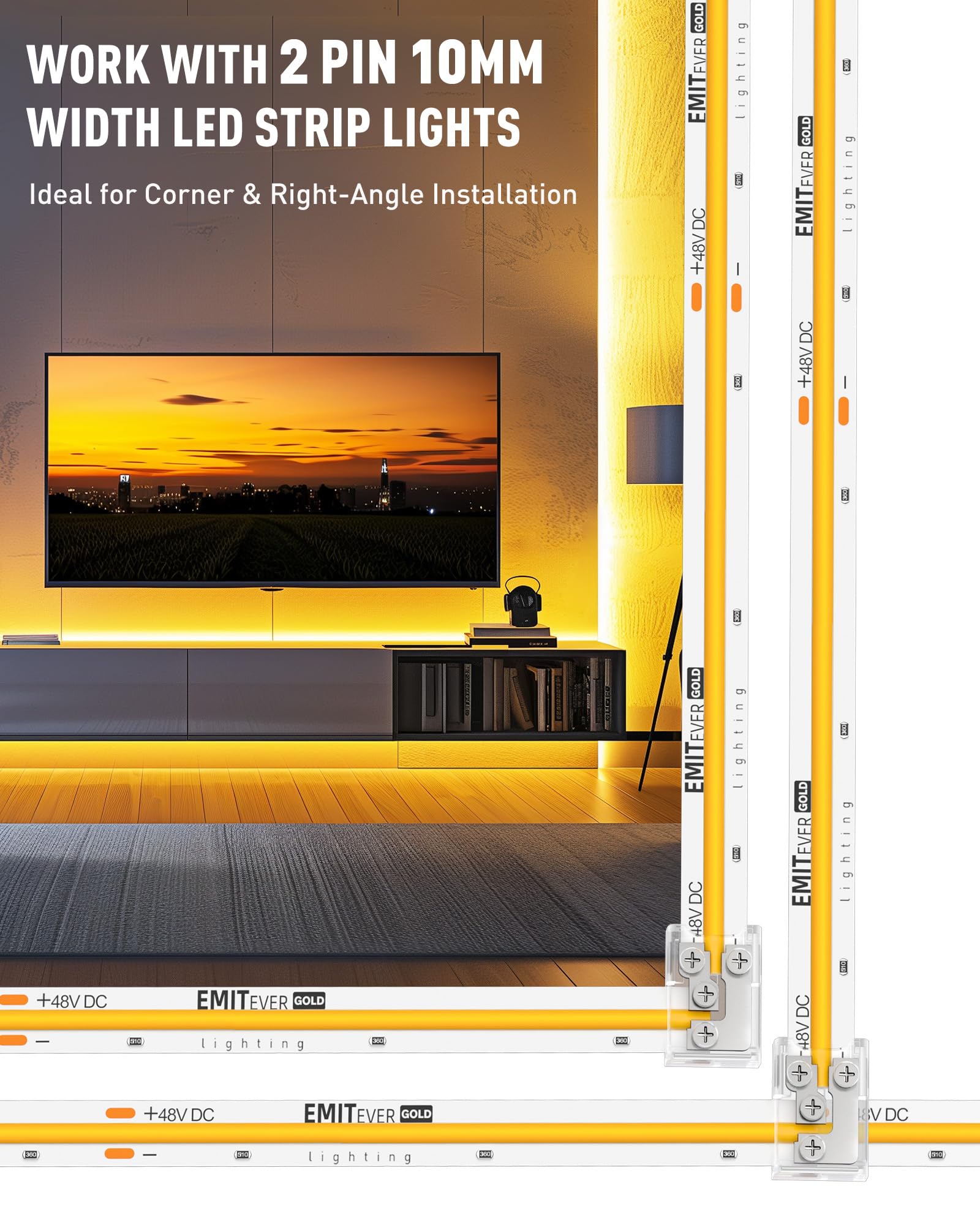 Snapklik.com : 10mm LED Strip Connectors 12pcs, Led Corner Connector T ...