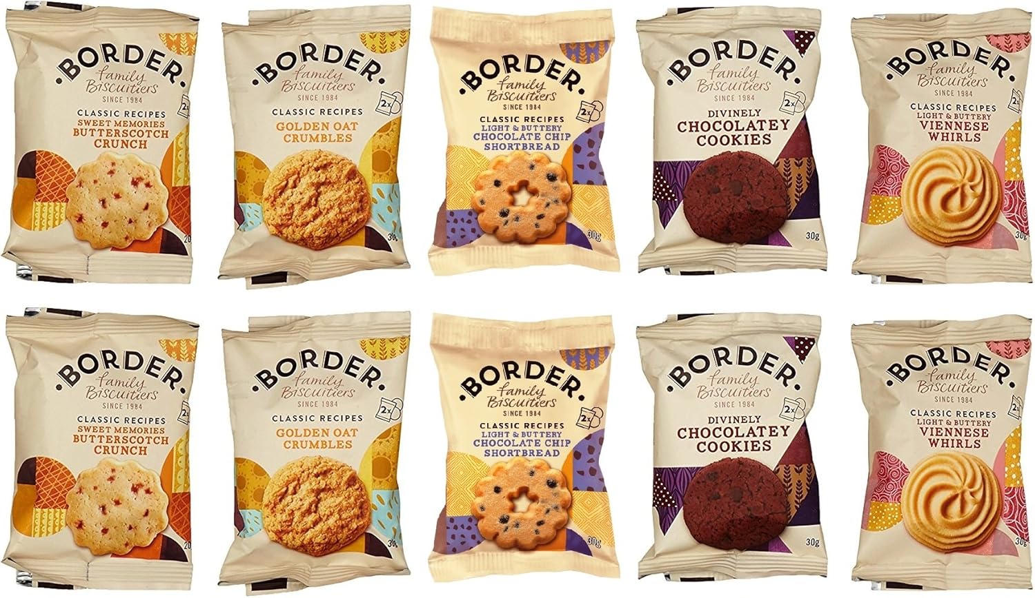 Assorted Flavours - Luxury Mini Packs Of 2 Border Biscuits (Pack of 10 ...