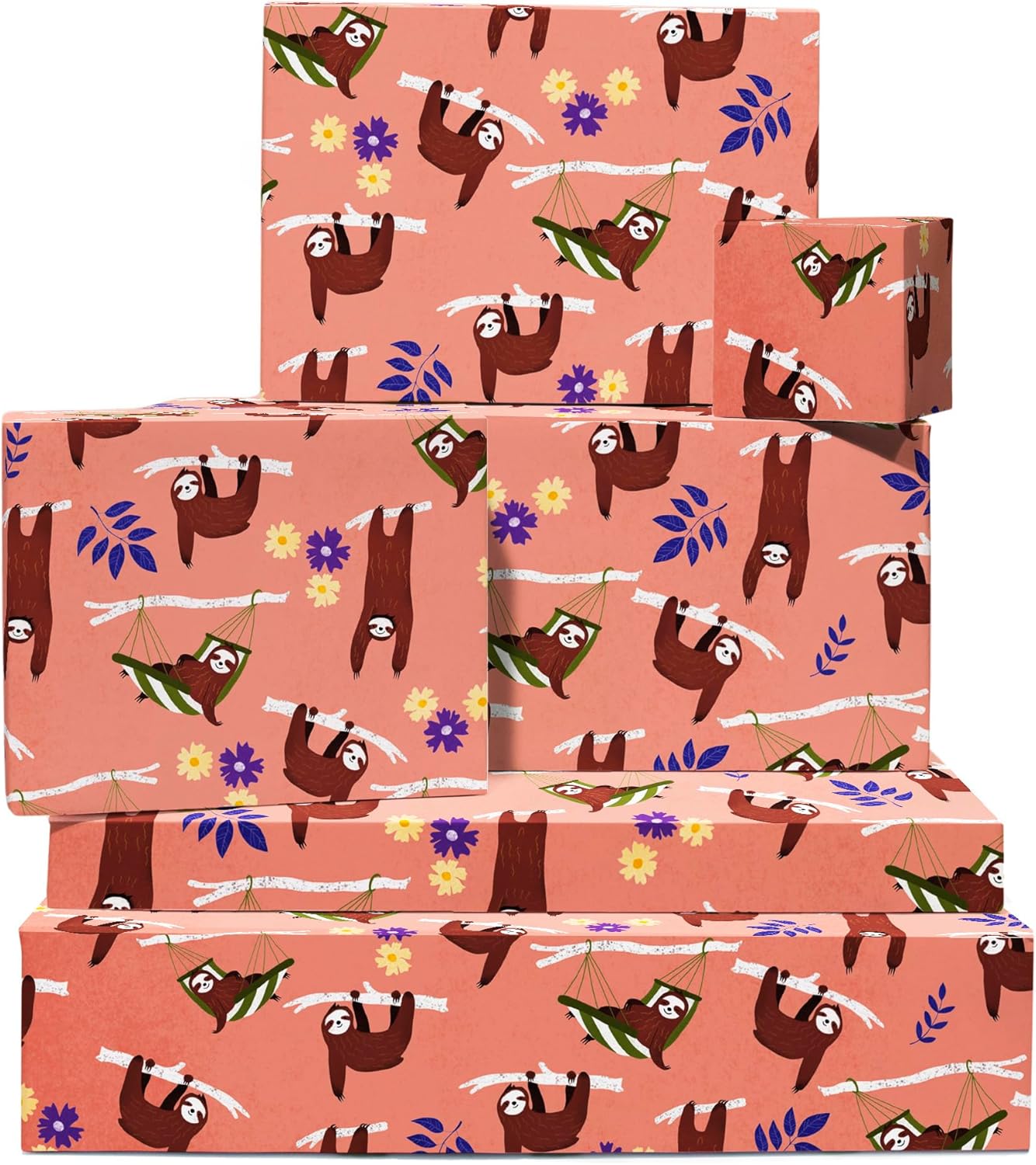 Amazon.com: CENTRAL 23 Pink Wrapping Paper - Sloth Wrapping Paper - 6 ...