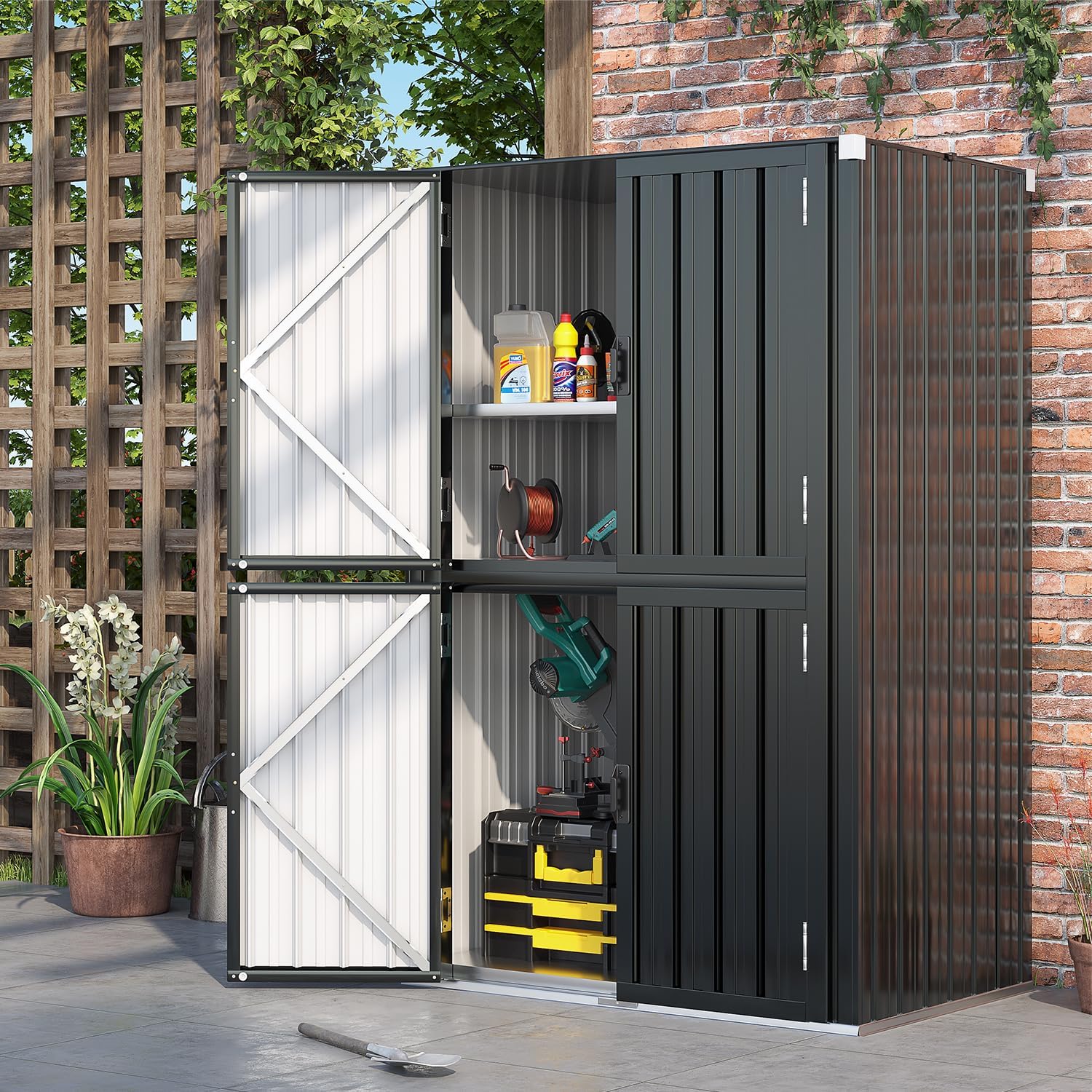 Amazon.com : AECOJOY Outdoor Storage Cabinet Shed Waterproof With ...