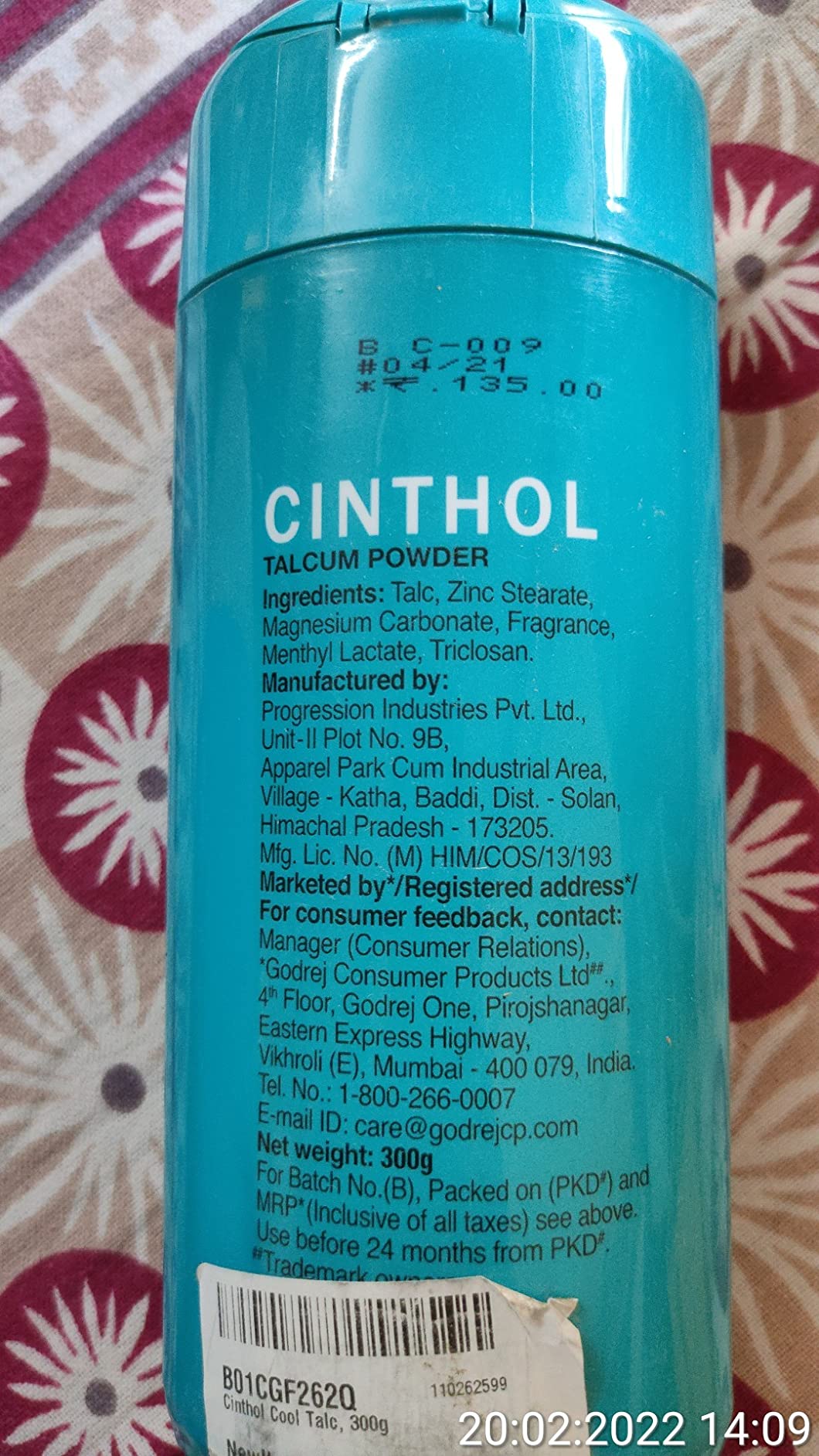 Cinthol Godrej Cool Talcum Powder (Pack of 300g) | Superior Germ ...