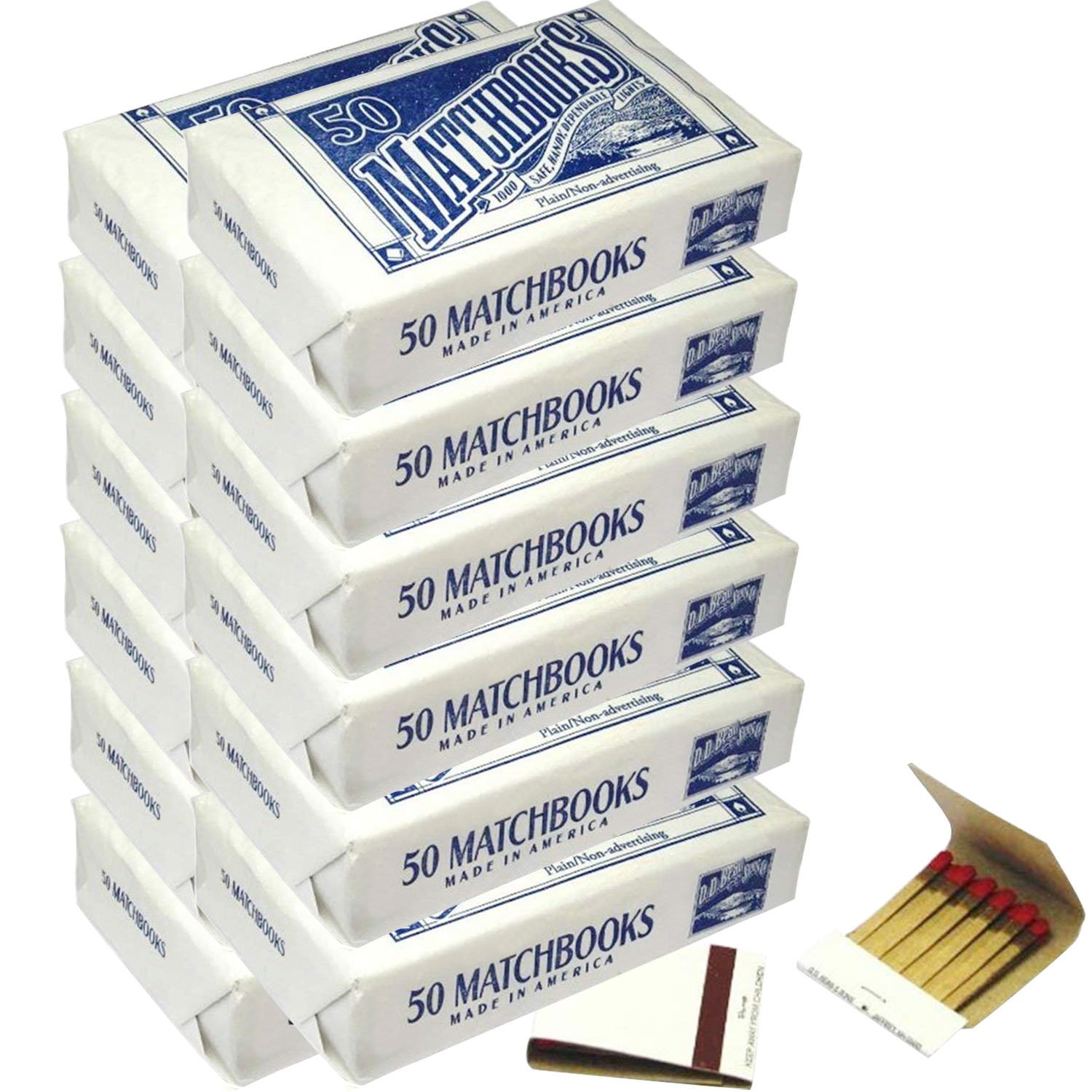 Amazon.com: 12 Boxes - White Plain Matches Matchbooks Wedding ...