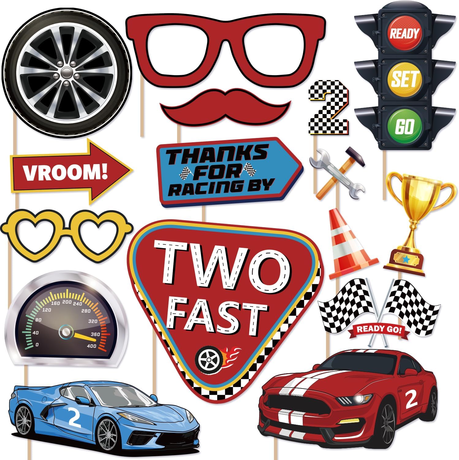 Amazon.com: Kristin Paradise 25Pcs Race Photo Booth Props with Stick ...