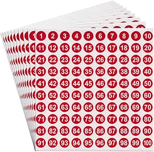 Amazon.com : dealzEpic - Red Number Stickers 1 to 100 with Laminated ...