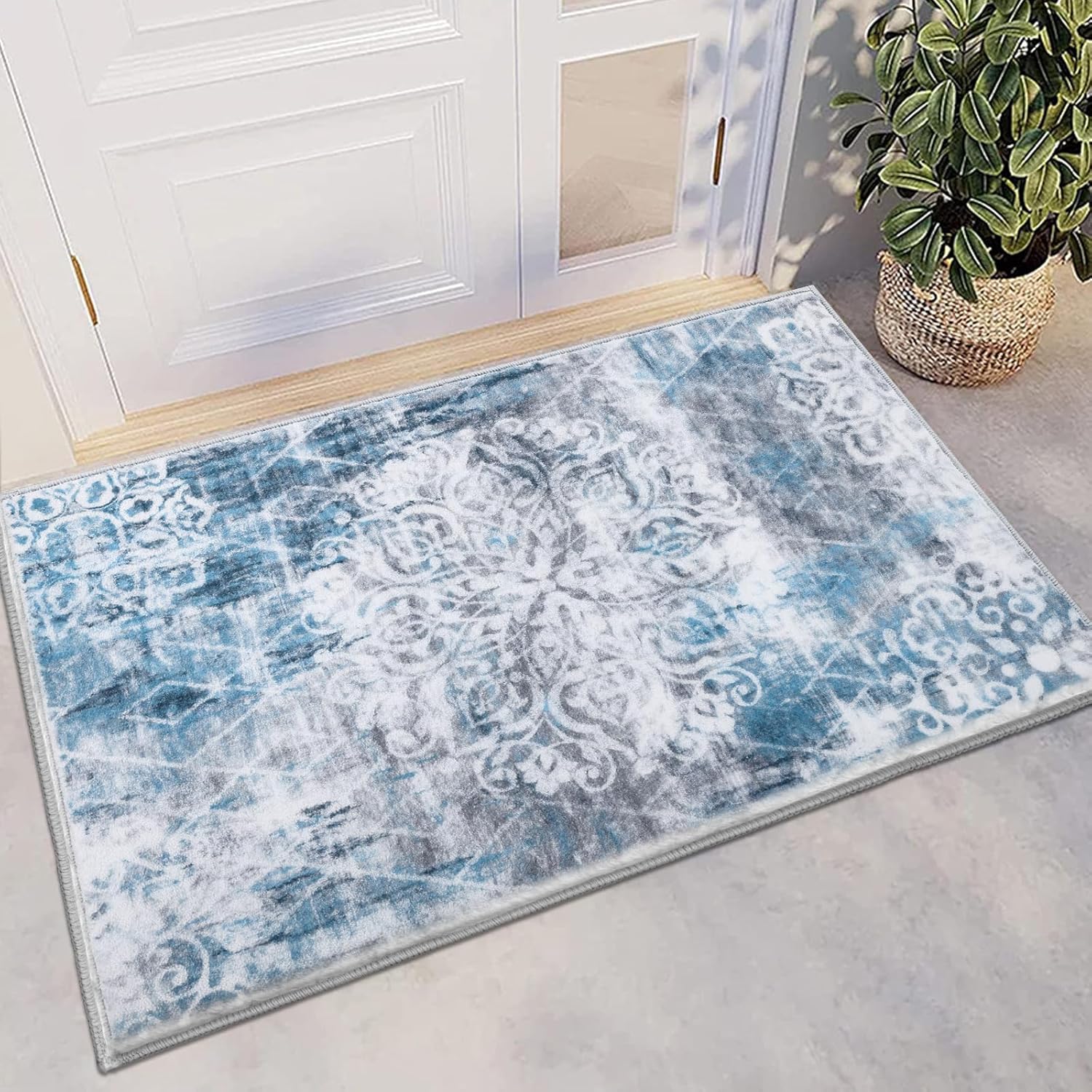 Amazon.com: HEBE Washable Area Rug - 2'x3' Non Slip Soft Distressed ...