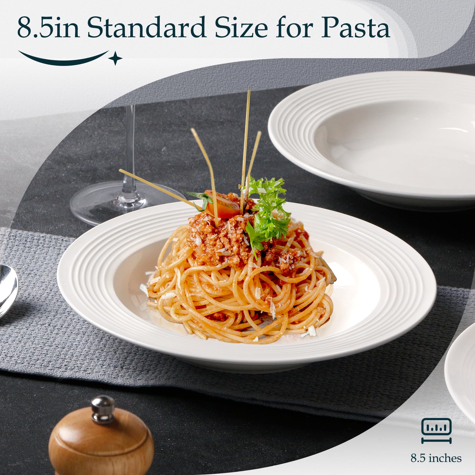 Snapklik.com : NUTRIUPS 8Oz Small Pasta Plates Set Of 6, 8.5 Wide ...