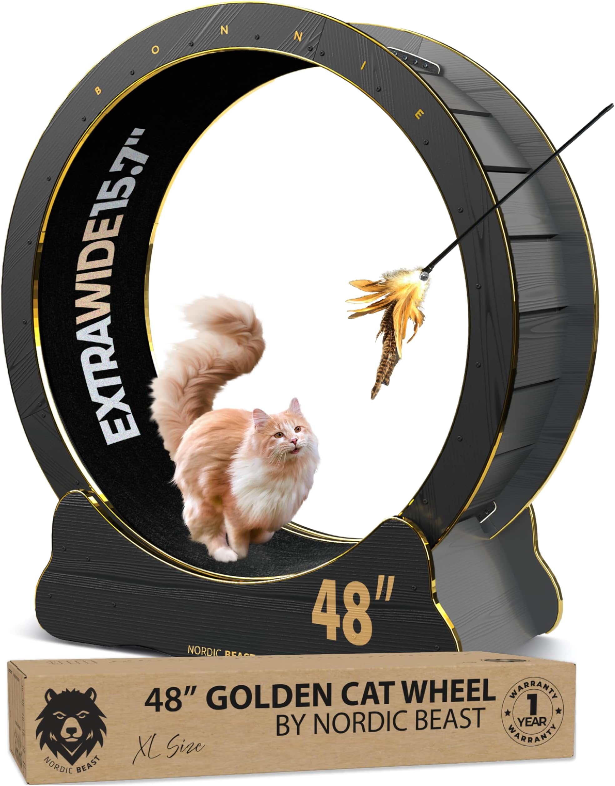 Amazon.com : Nordic Beast 48'' Golden XL Cat Wheel - Cat Wheels for ...