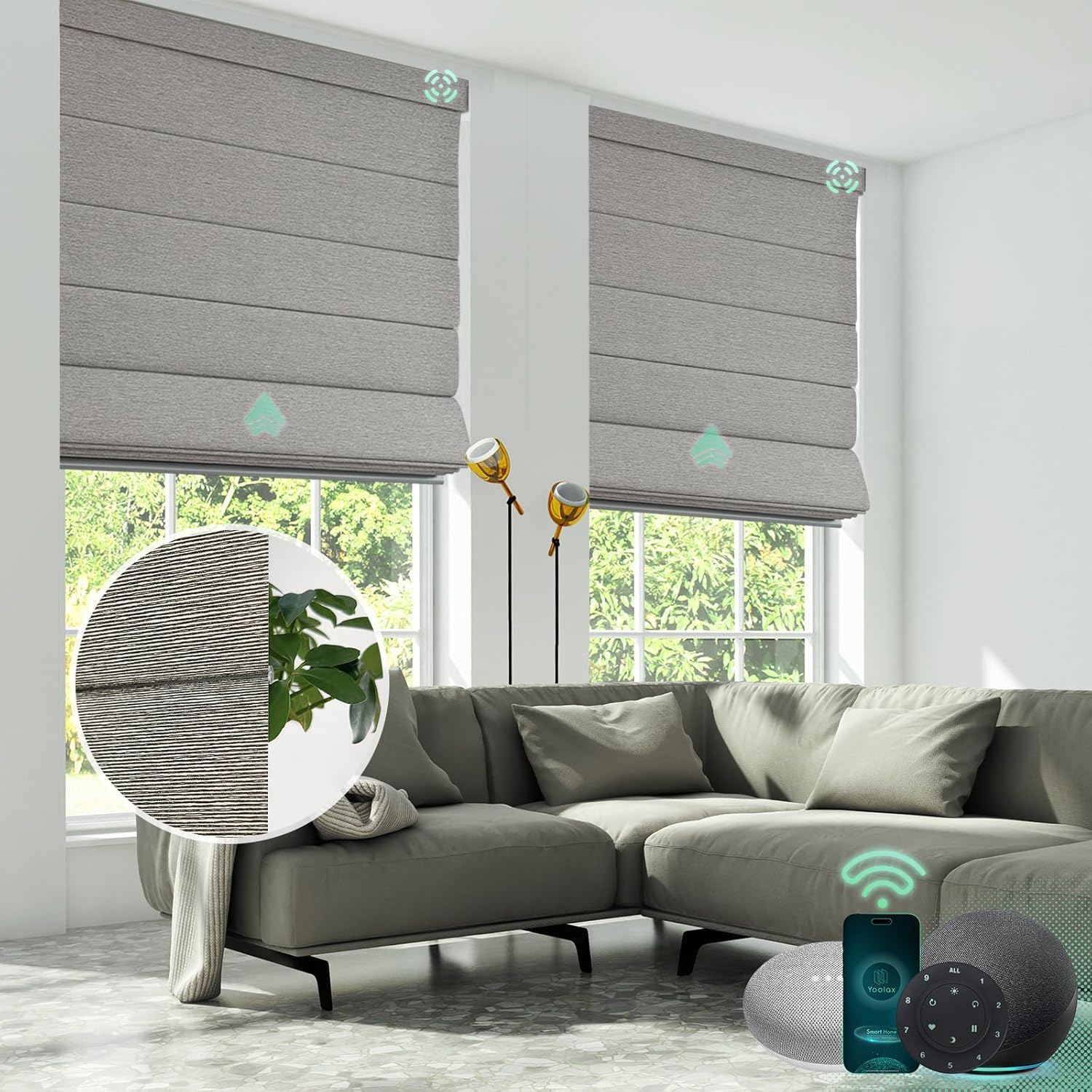Amazon.com: Yoolax Motorized Roman Blinds with Remote, Roman Shades for ...