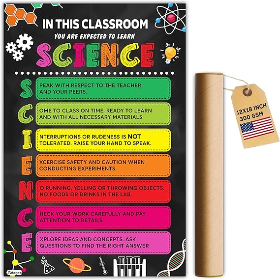 Amazon.com: ADOGEO Science Classroom Rules Poster - in This Classroom ...