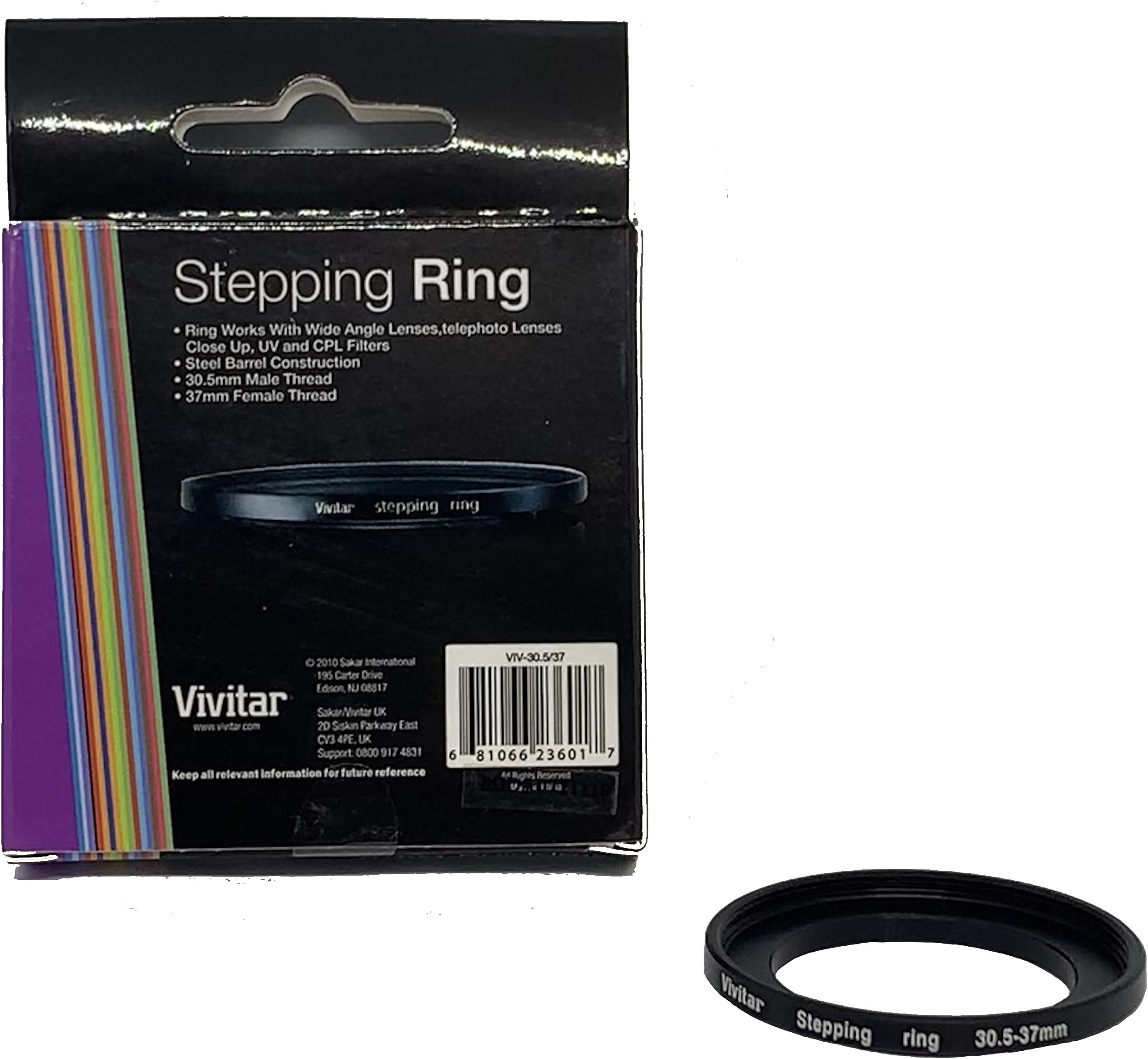 Amazon.com : Vivitar 30.5mm to 37mm Step Up Adapter Ring (Black ...