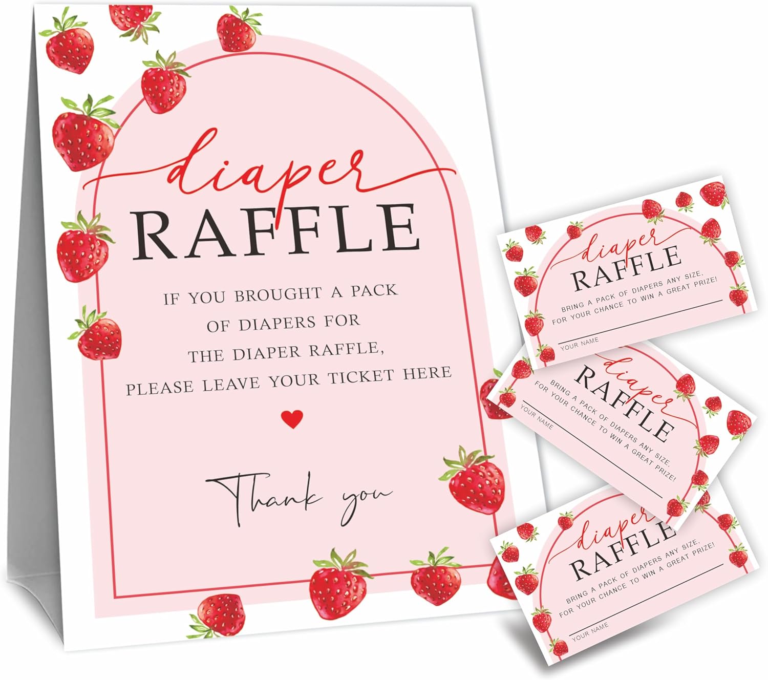 Amazon.com: B10 Strawberry Arch Diaper Raffle Game Kit, 50 Tickets ...
