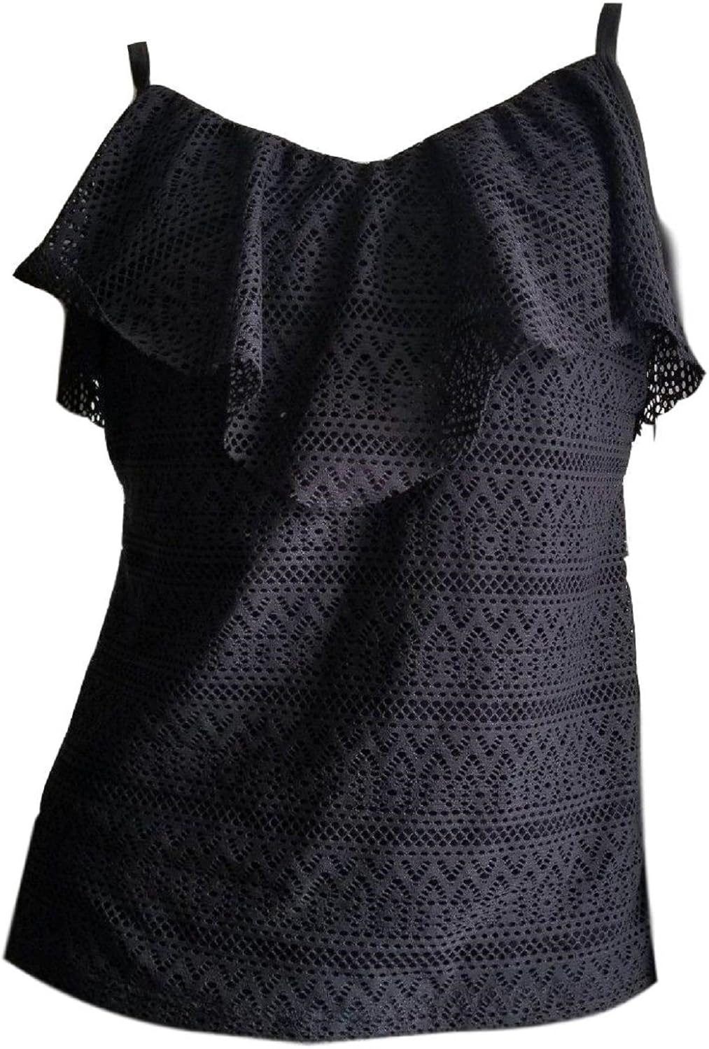 Amazon.com: Croft & Barrow Swim Dress Tankini Top Netted Lined Bust ...