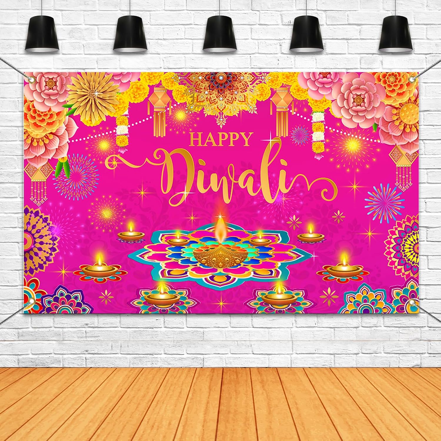 Amazon.com : Mocsicka Happy Diwali Backdrop Banner Festival of Lights ...