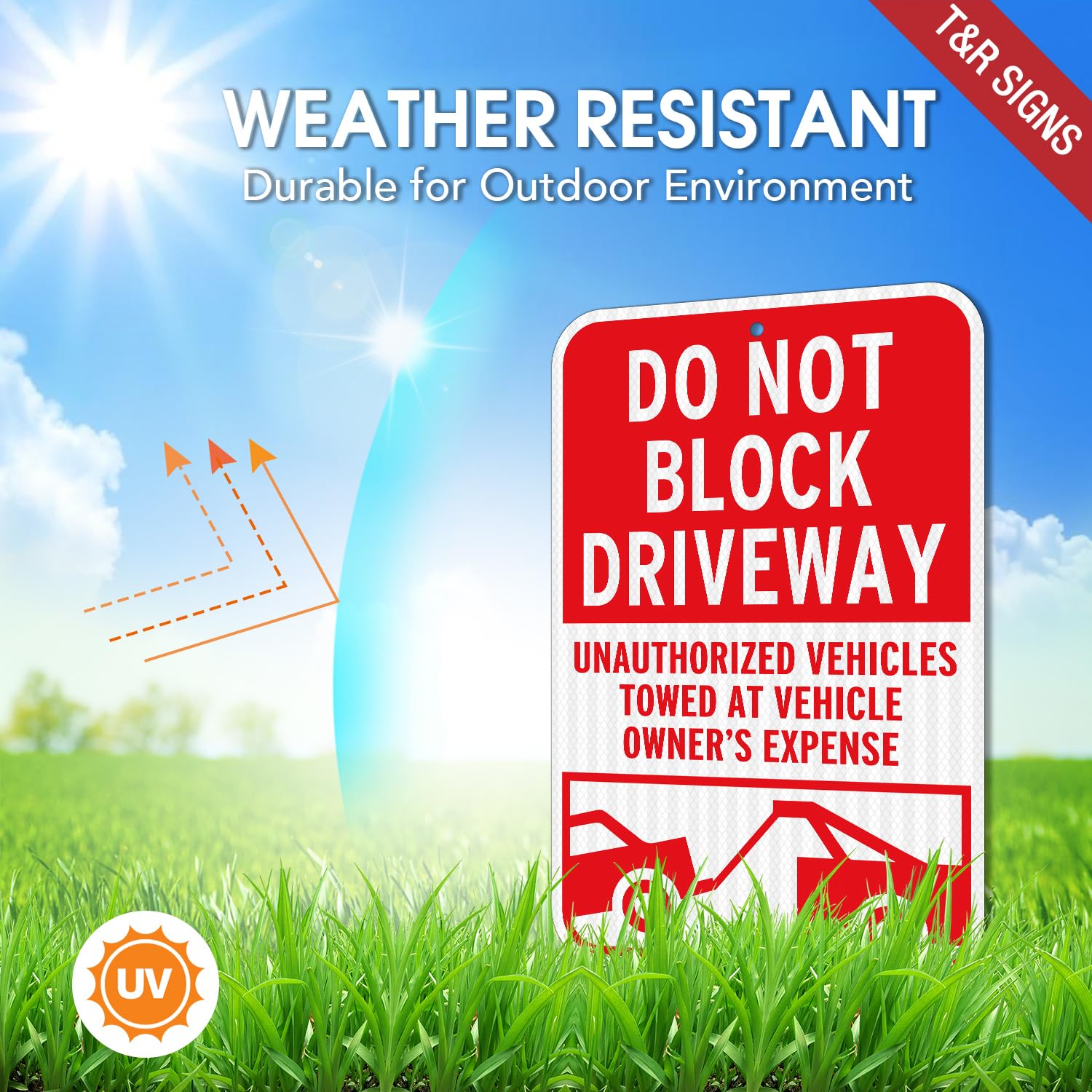 Snapklik.com : Large Do Not Block Driveway Signs, Unauthorized Vehicles Towed At Vehicle Owners ...