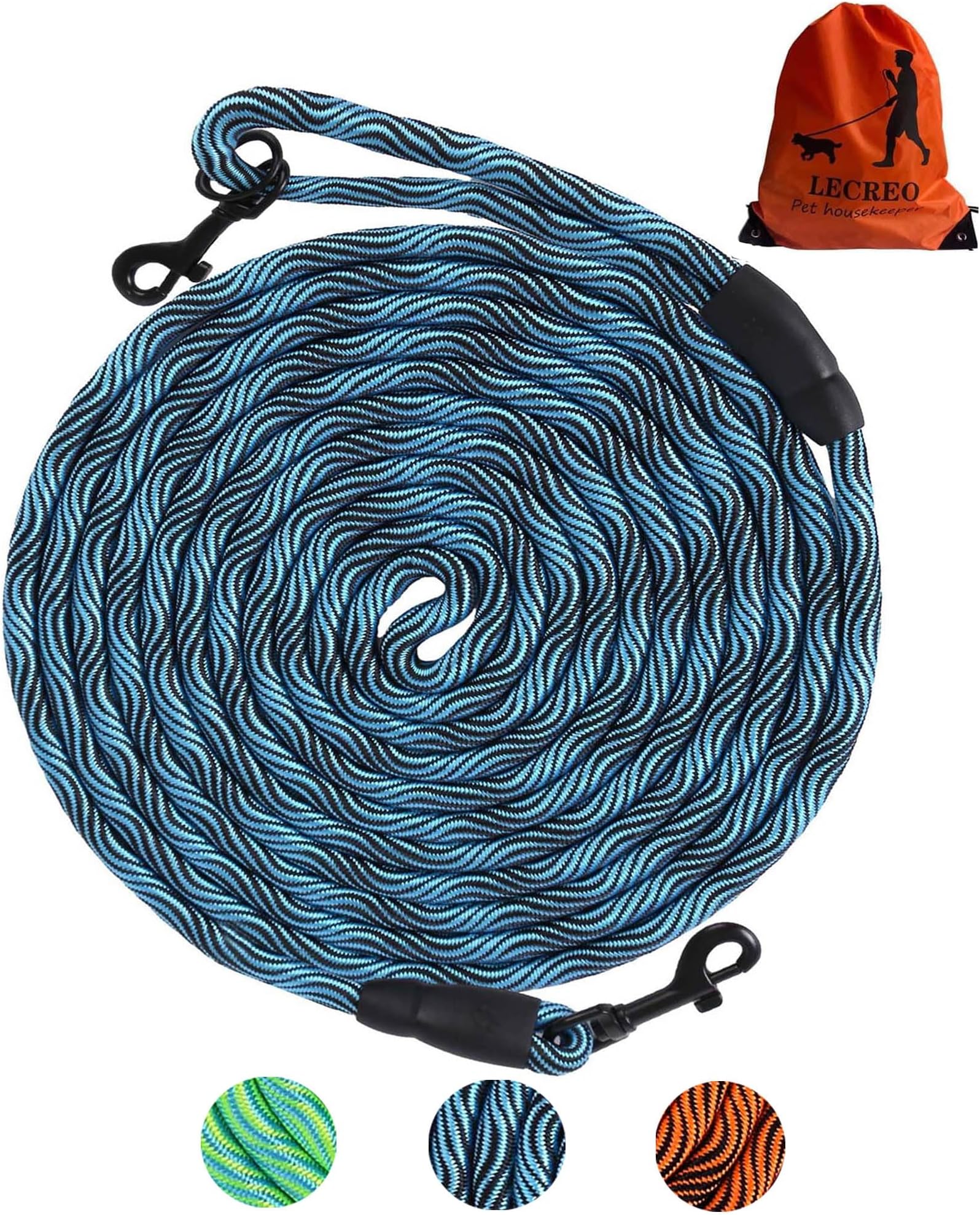 Amazon.com : Long Dog Leash Tie-Out Check Cord, 16FT/30FT/50FT/100FT ...