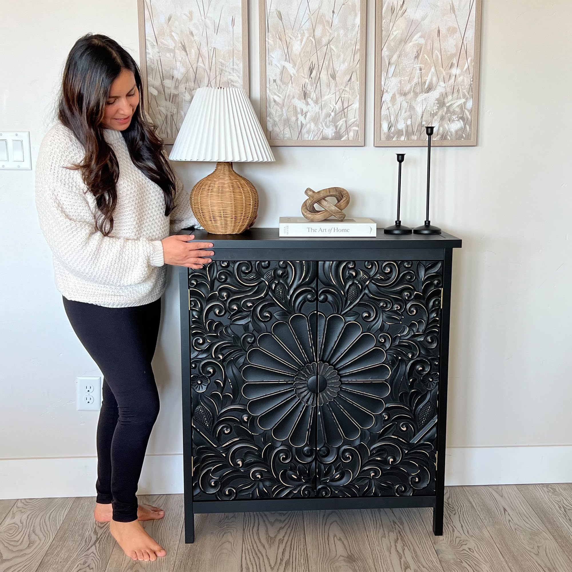 PHI VILLA Black Accent Cabinet - Accent Storage Cabinet Small Accent ...