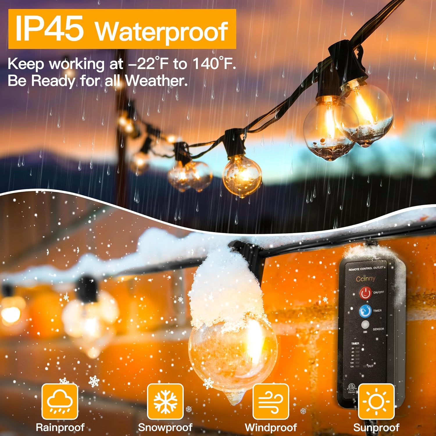 Outdoor Timer for Lights with Dusk to Dawn,3-Prong Outlets Power Switch ...