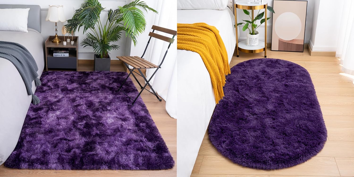 Amazon.com: Goideal Fluffy Rug for Bedroom,4x6 and 2.6x5.2 Feet Fuzzy ...