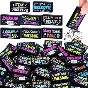 Amazon.com: Dunzoom 100 Pcs Inspirational Pencil Erasers Bulk for Kids ...