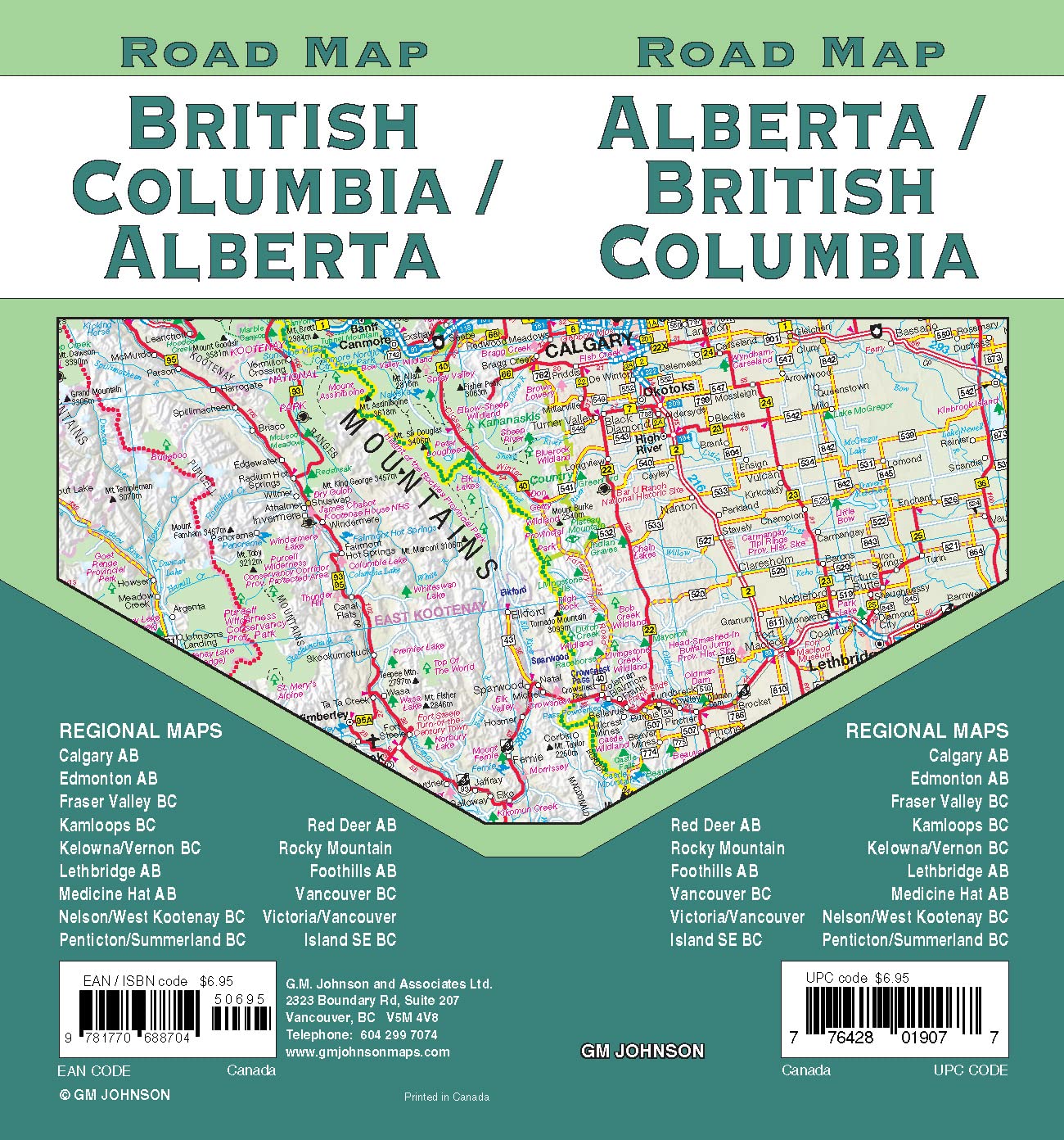Alberta / British Columbia Road Map: Lucidmap / GM Johnson ...