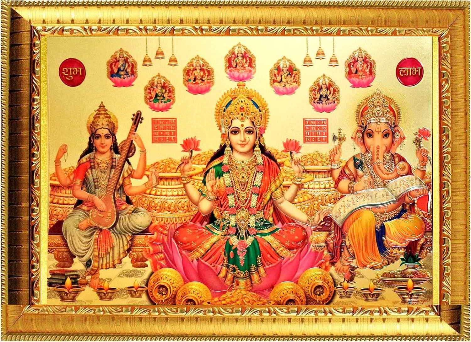 Buy Suninow Laxmi Ganesh Saraswati with ashta laxmi | God Photo for ...