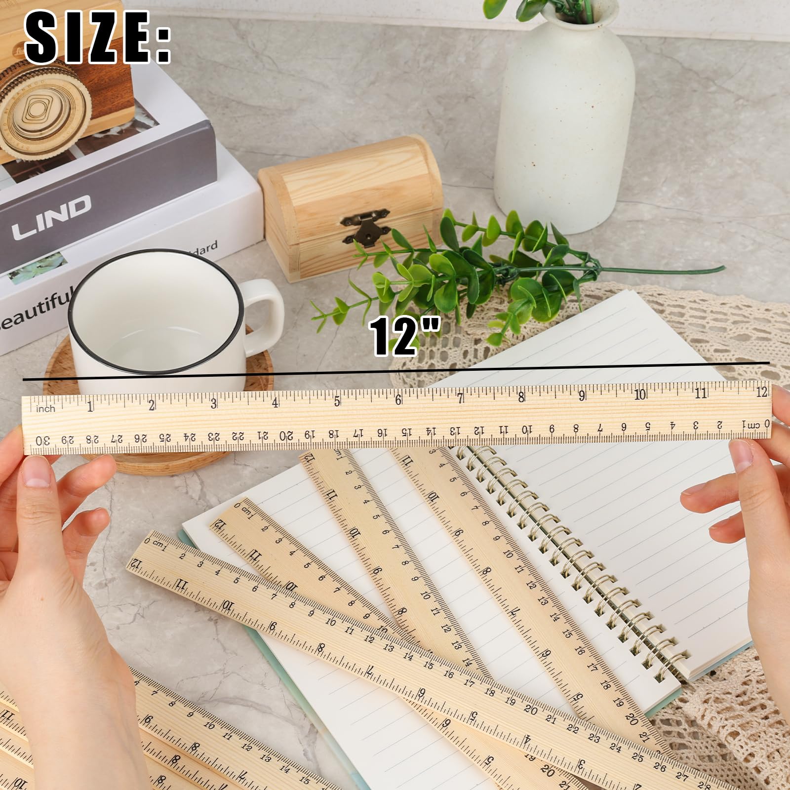 Snapklik.com : 24PCS Wooden Rulers Bulk, Wood Ruler 12inch/30cm ...