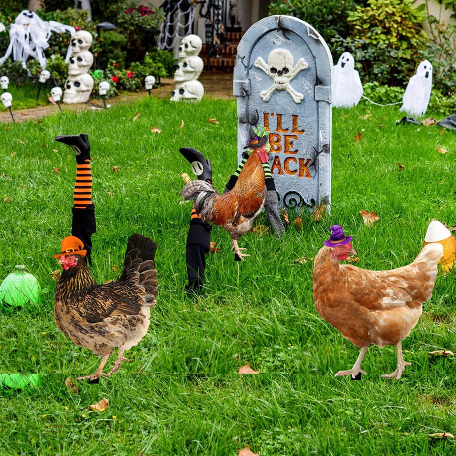 Amazon.com: Halloween Decorations Outdoor Scary Props Chicken Yard Art ...