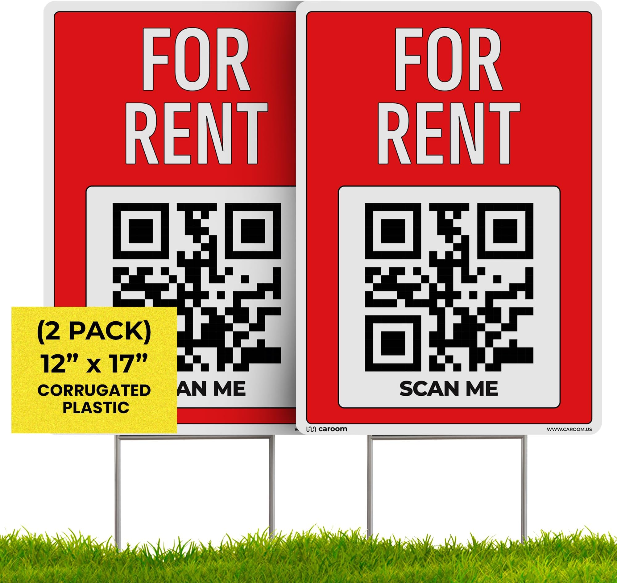 Amazon.com: 12'' x 17'' for Rent Sign for Real Estate (2-Pack) - Double ...