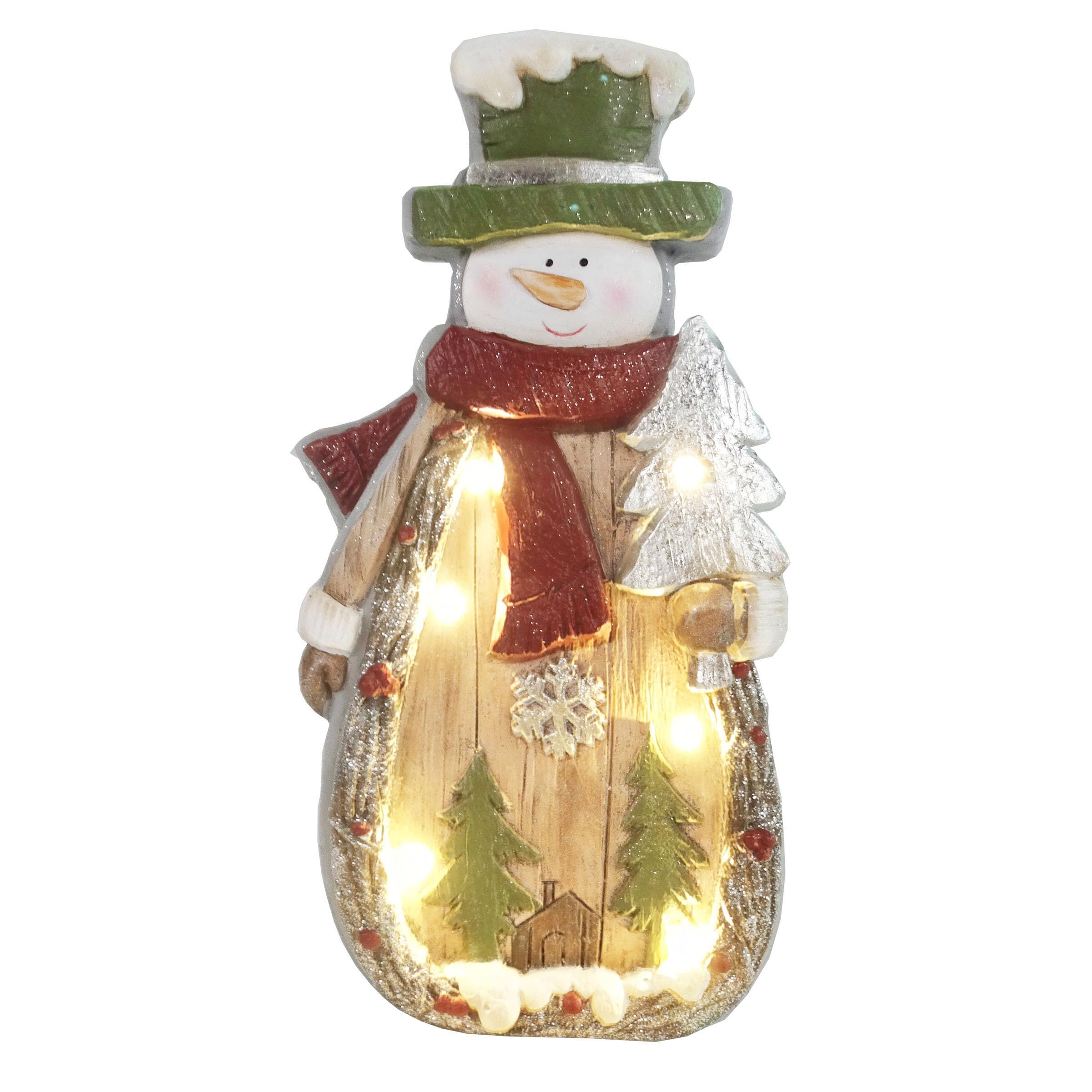 Amazon.com : Alpine Corporation Wood Look Snowman Holding Tree Statue w ...