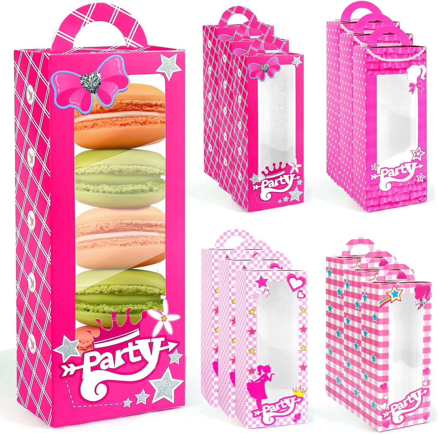 Amazon.com: BABORUI 4 Styles Pink Party Favor Boxes with Window, 12Pcs ...
