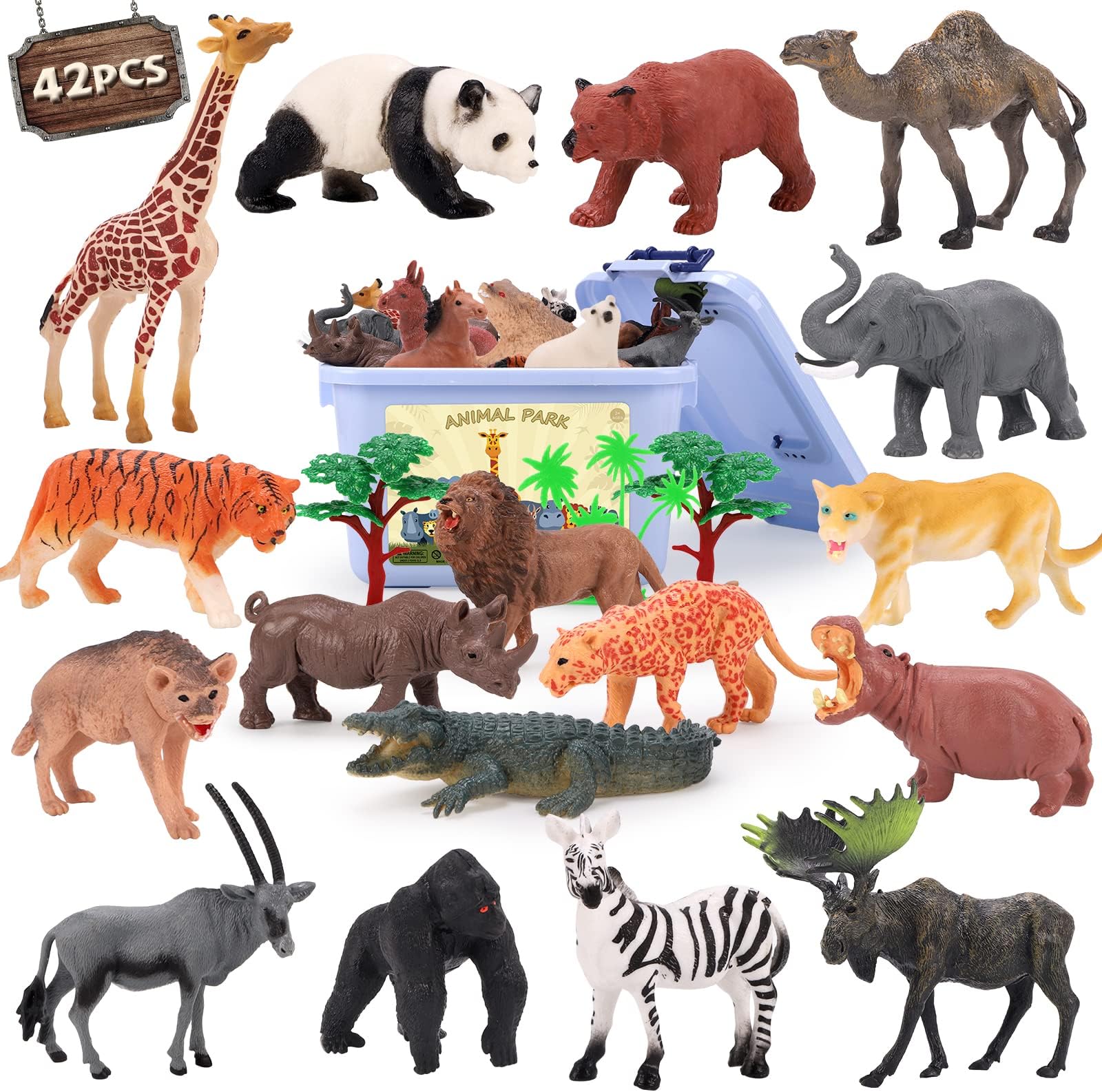 PELOSTA 42 PC Safari Animal Figures - Realistic African Wildlife Set ...