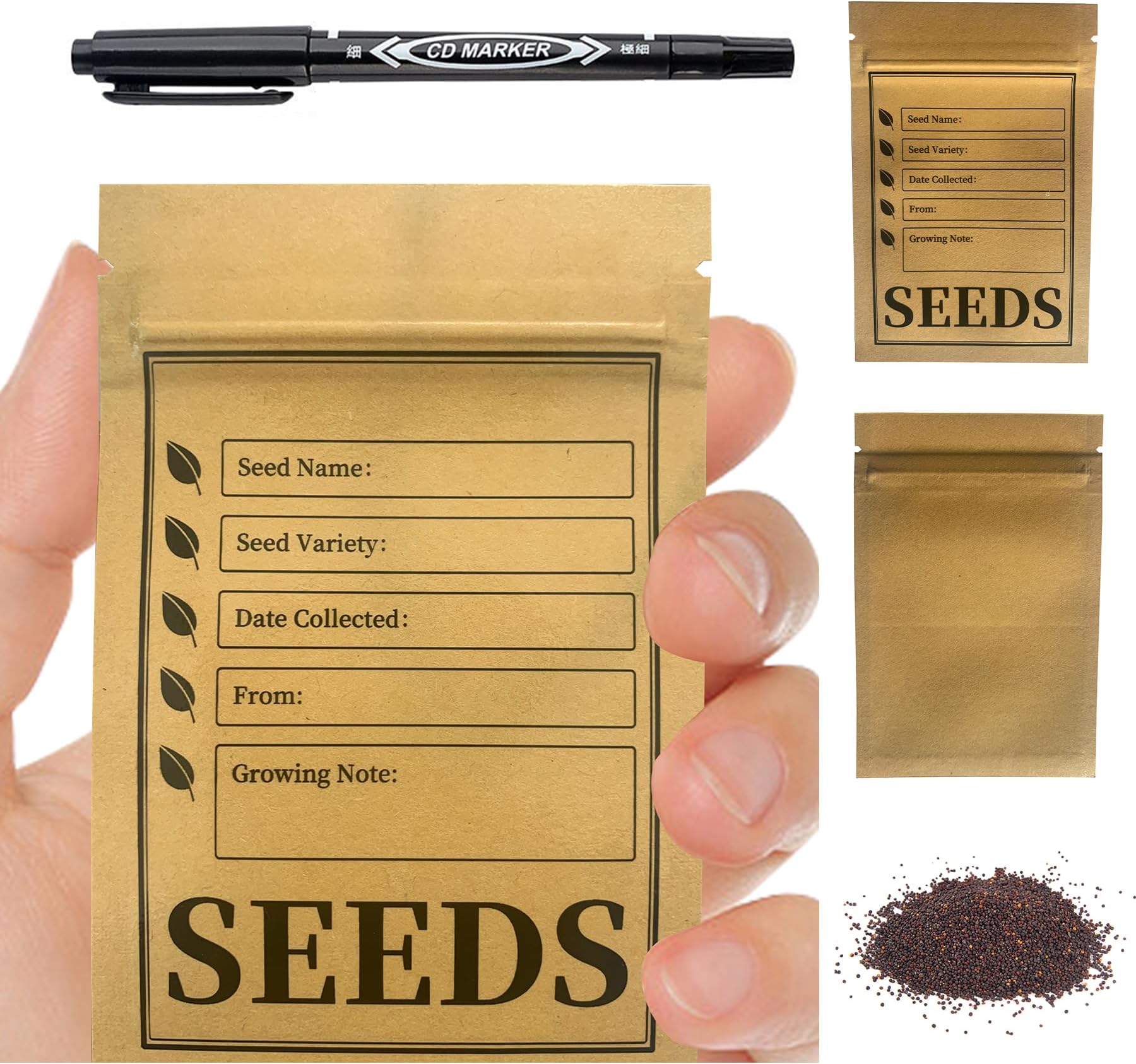 Amazon.com : 120 Pcs Seed Envelopes Resealable, 4.7 x 3.15 Inch Seed ...