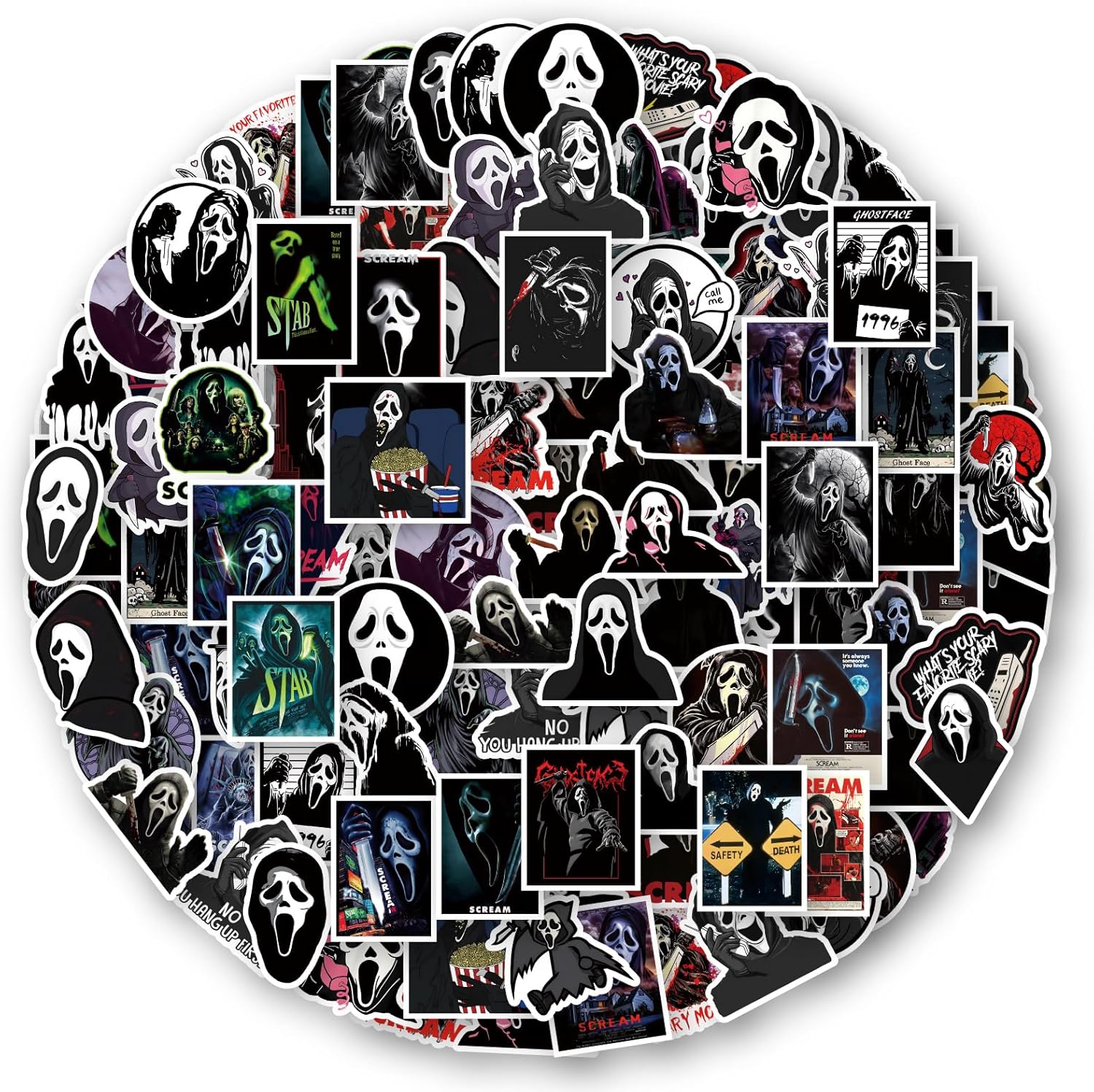 Amazon.com: Horror Scream Ghostface Stickers [50Pack], Halloween Horror ...