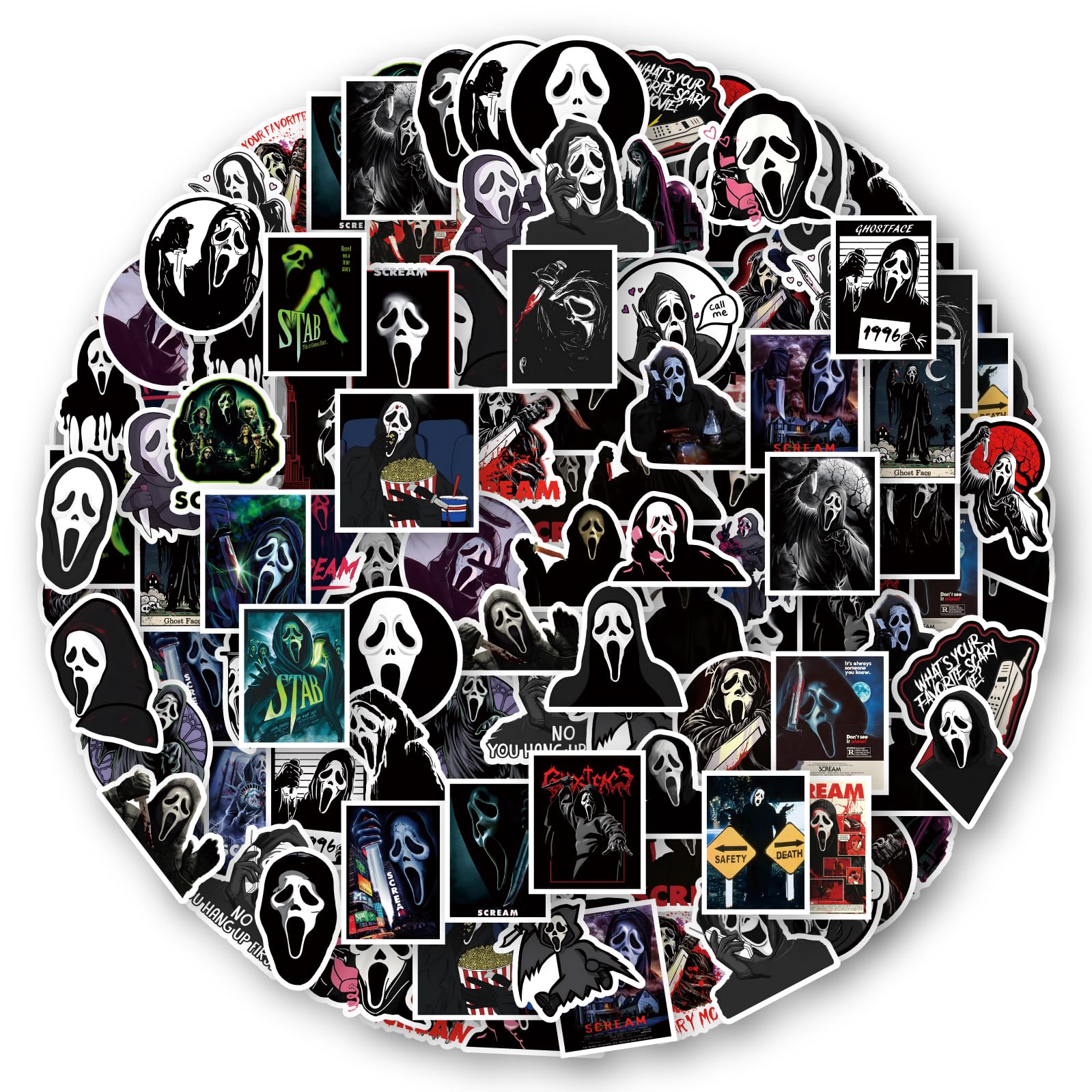 Amazon.com: Horror Scream Ghostface Stickers [50Pack], Halloween Horror ...