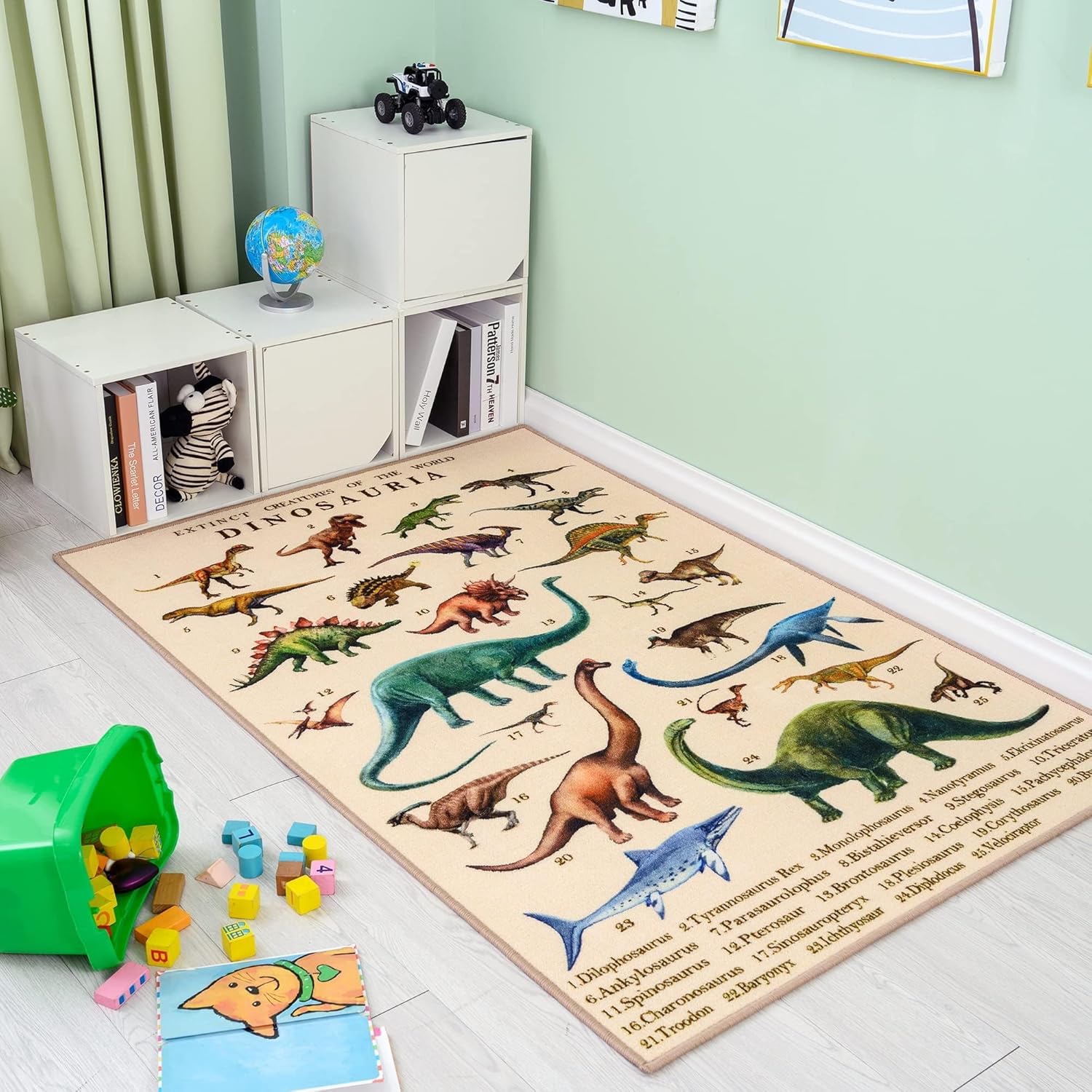 Booooom Jackson Kids Dinosaur Rug 100x150cm Area Rug Educational Rug ...