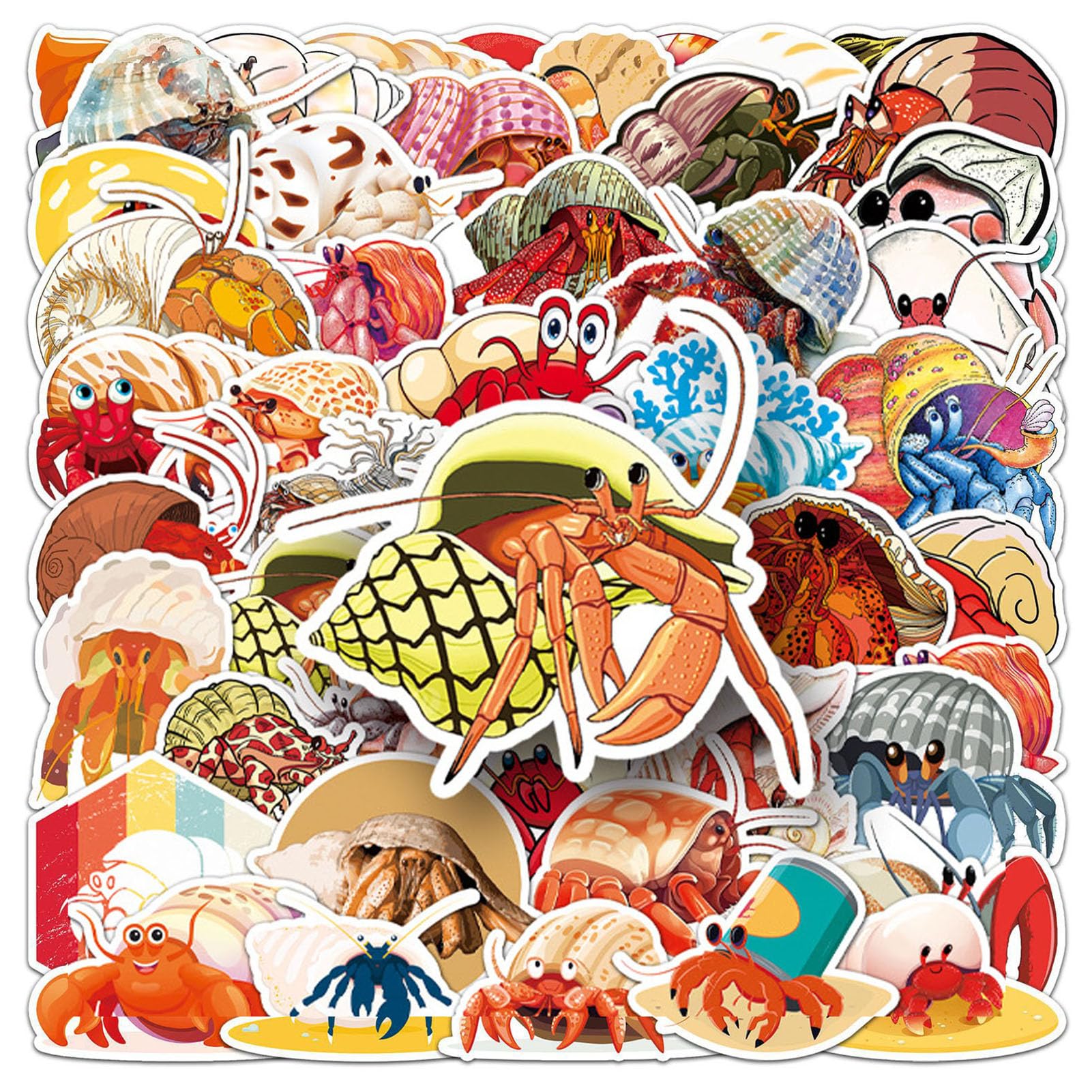 Amazon.com: Crab Stickers, 60Pcs Hermit Crab Stickers Vinyl Funny ...
