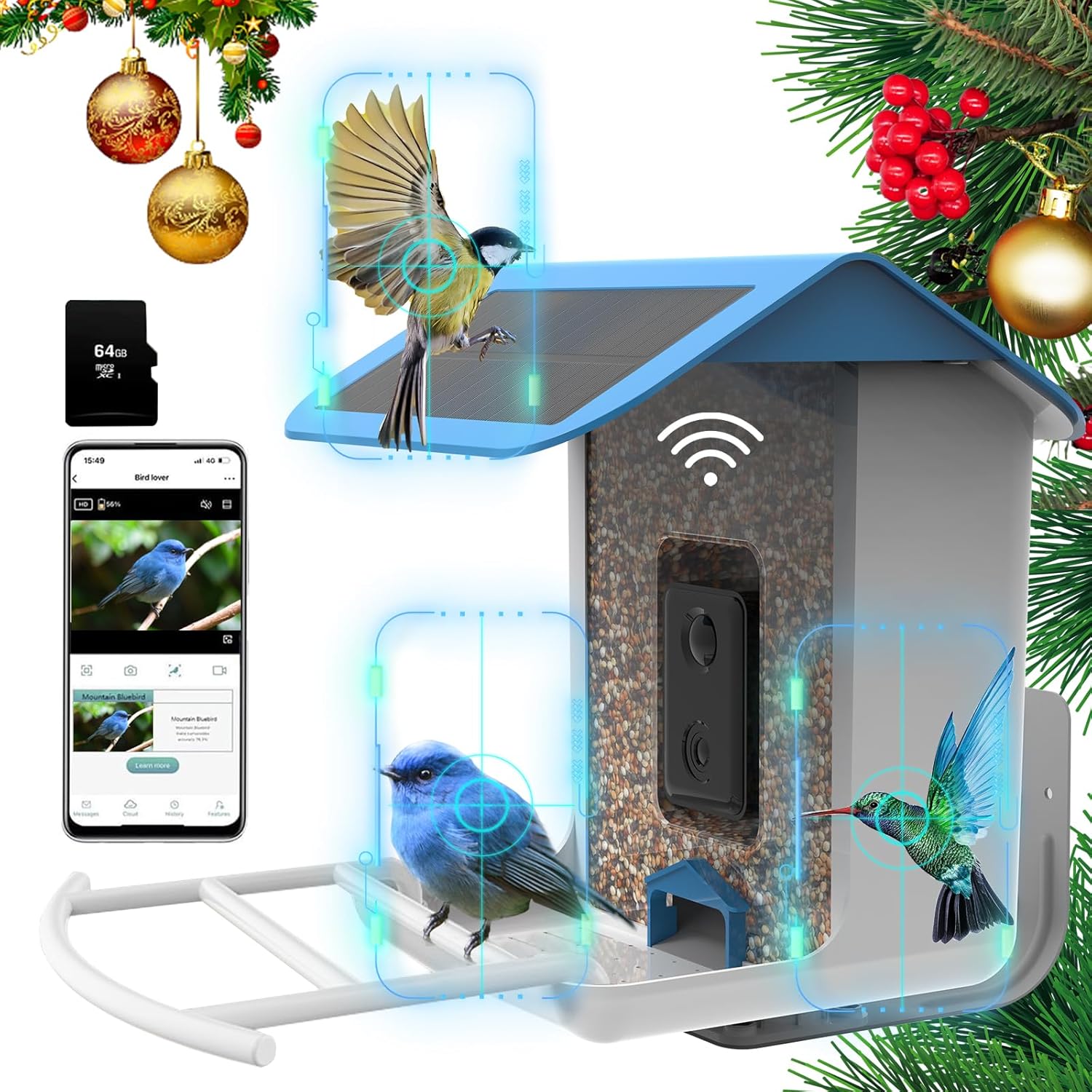 Amazon.com : Smart Birds Feeder with Camera Solar Powered,2K HD AI ...
