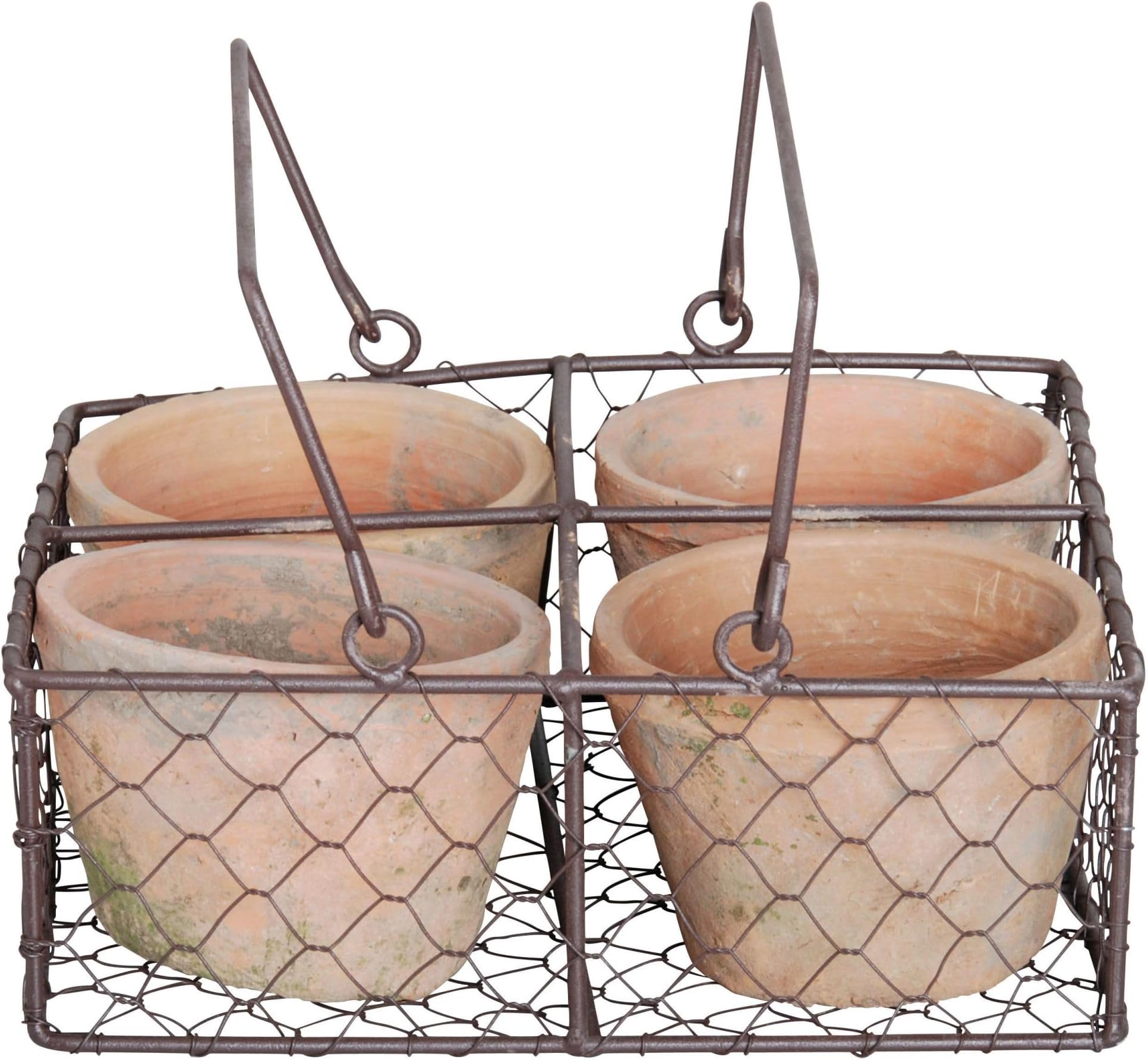 Esschert Design AT10 Aged Terracotta Pot in Wire Basket : Amazon.co.uk ...
