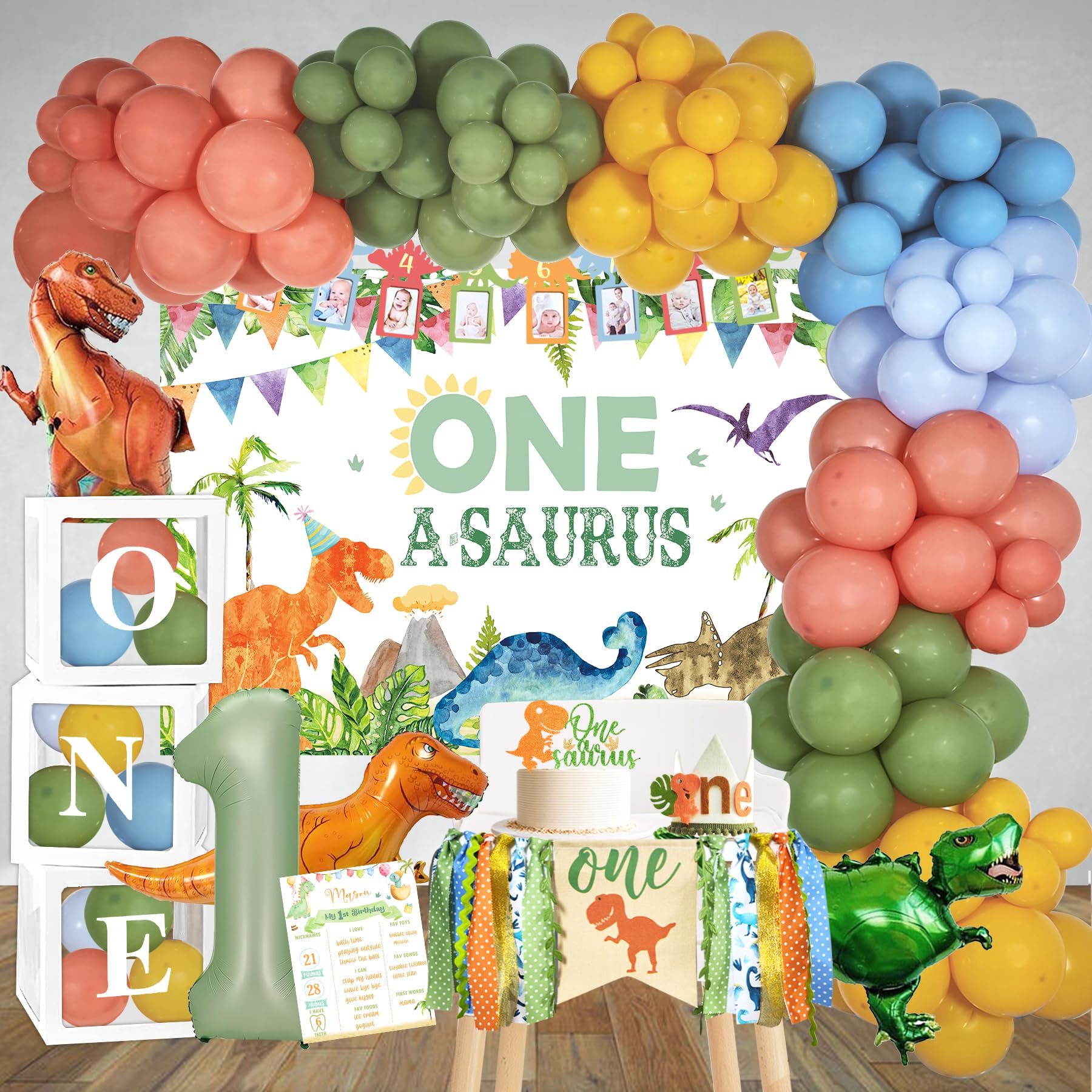 Amazon.com: YJDFWAUT One a Saurus Birthday Decorations, Dinosaur 1st ...
