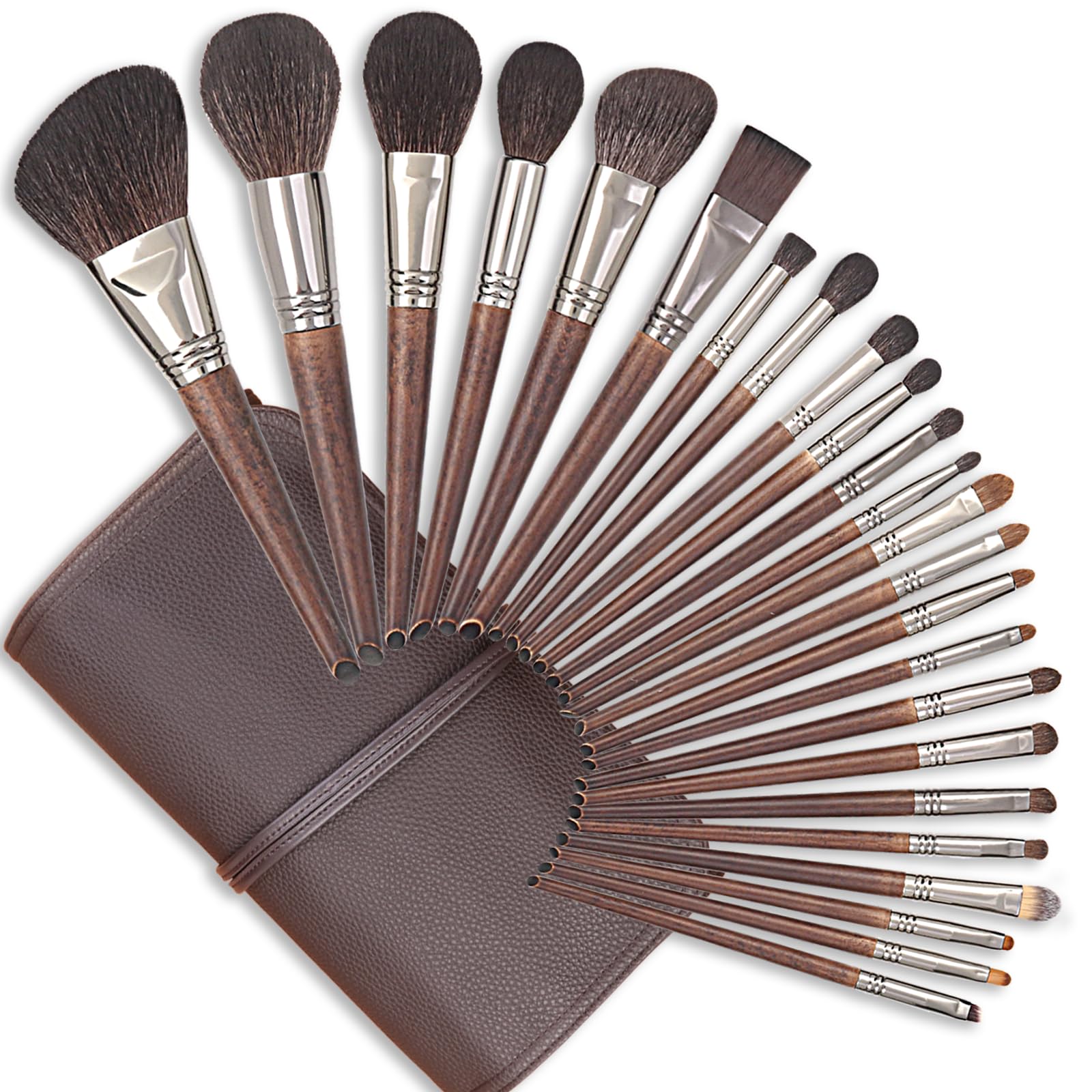 Amazon.com: Deluxe Natural Goat Hair Makeup Brush Set with Case, Luxury ...